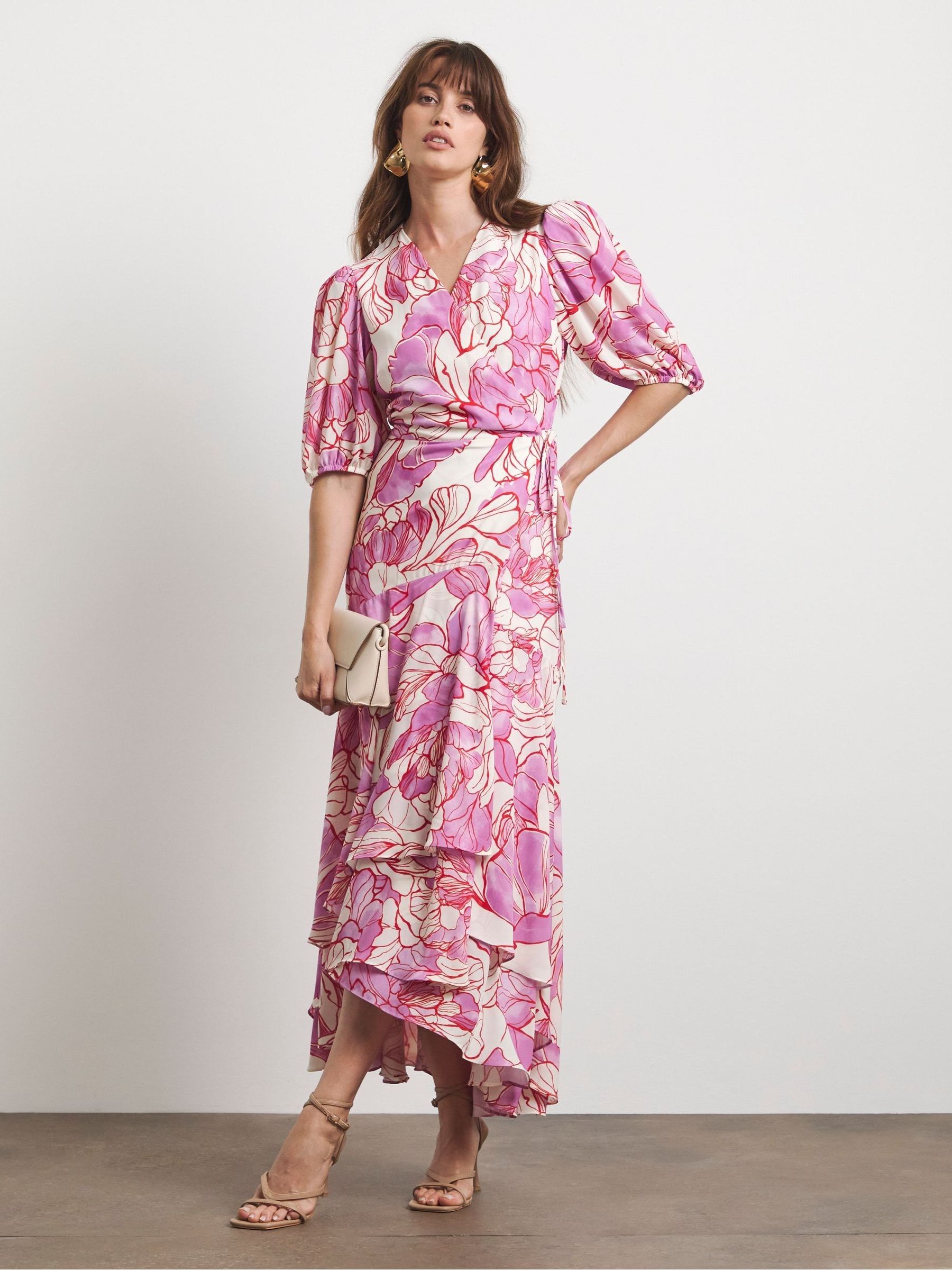 Buy Joanna Hope Pink Floral Print Wrap Dress from the Next UK online shop