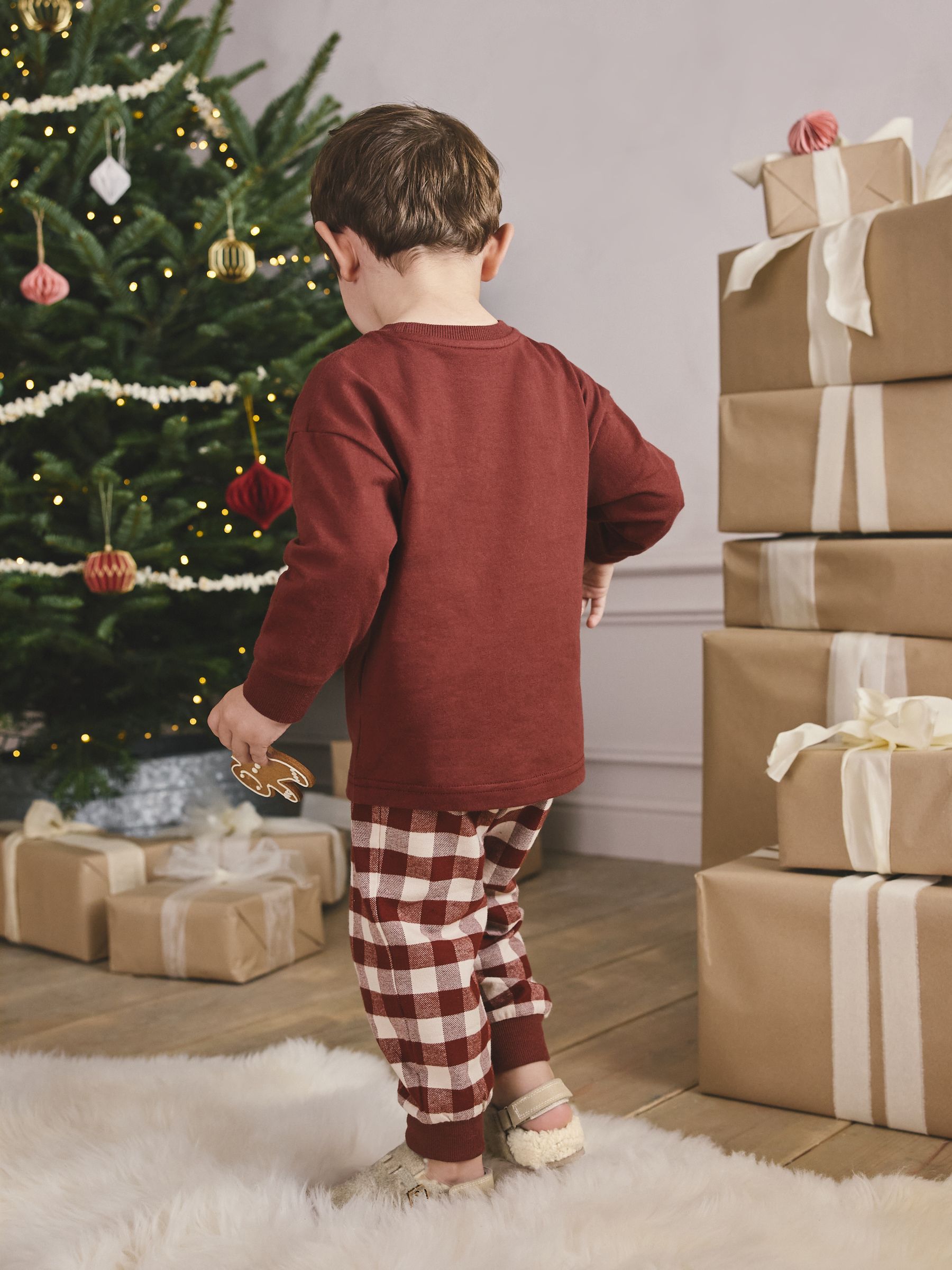 Buy Red/Green Gingerbread Man Single Christmas Pyjamas (9mths-10yrs ...