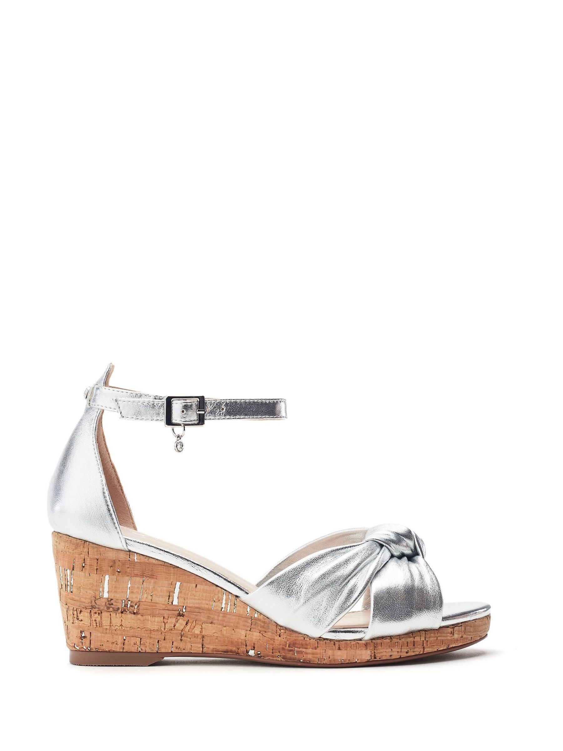 Buy Moda in Pelle Silver Muscari Twist Feature Wedge Sandal from the ...