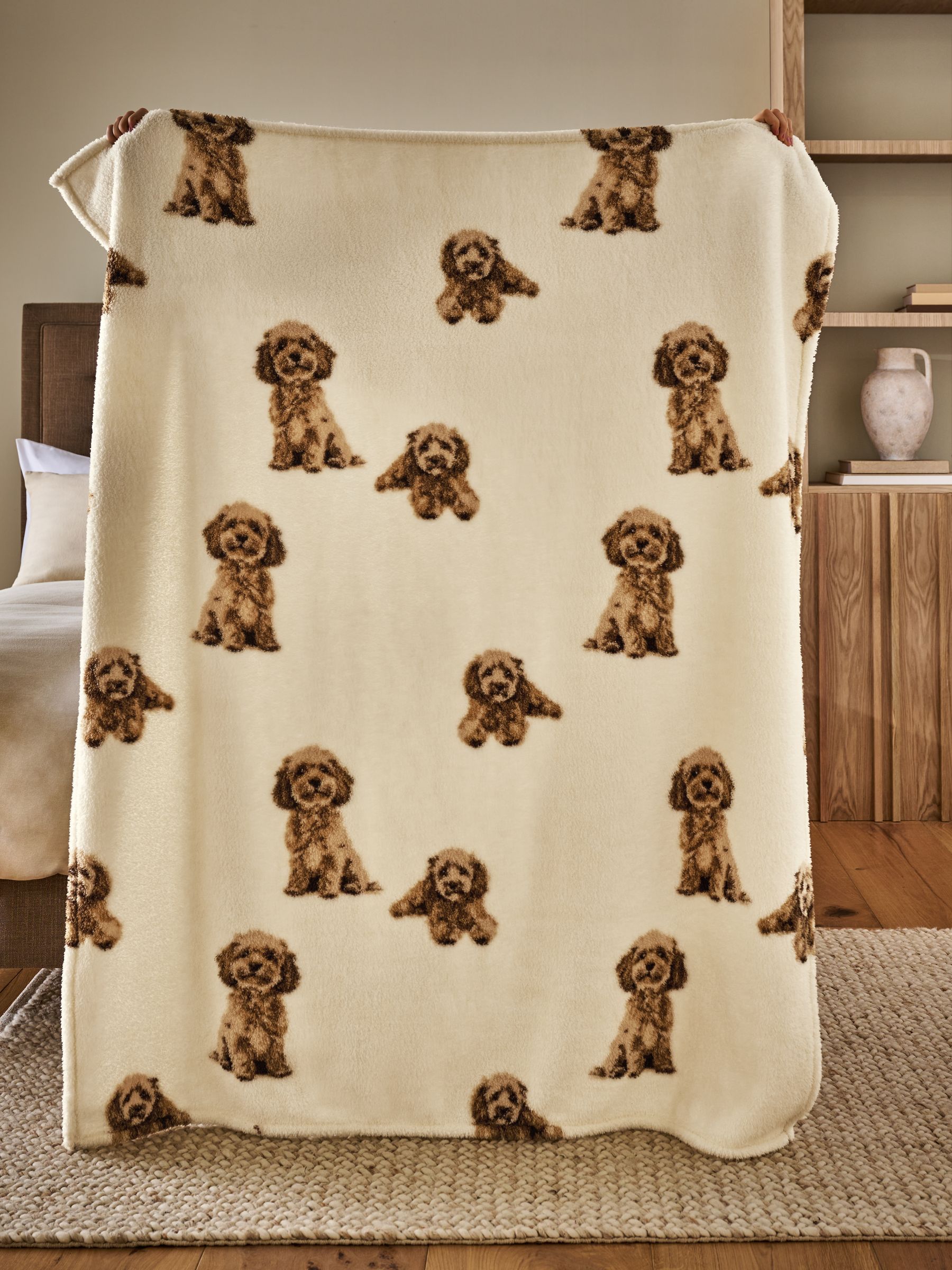Buy Natural Charlie the Cockapoo Fleece Throw from the Next UK online shop