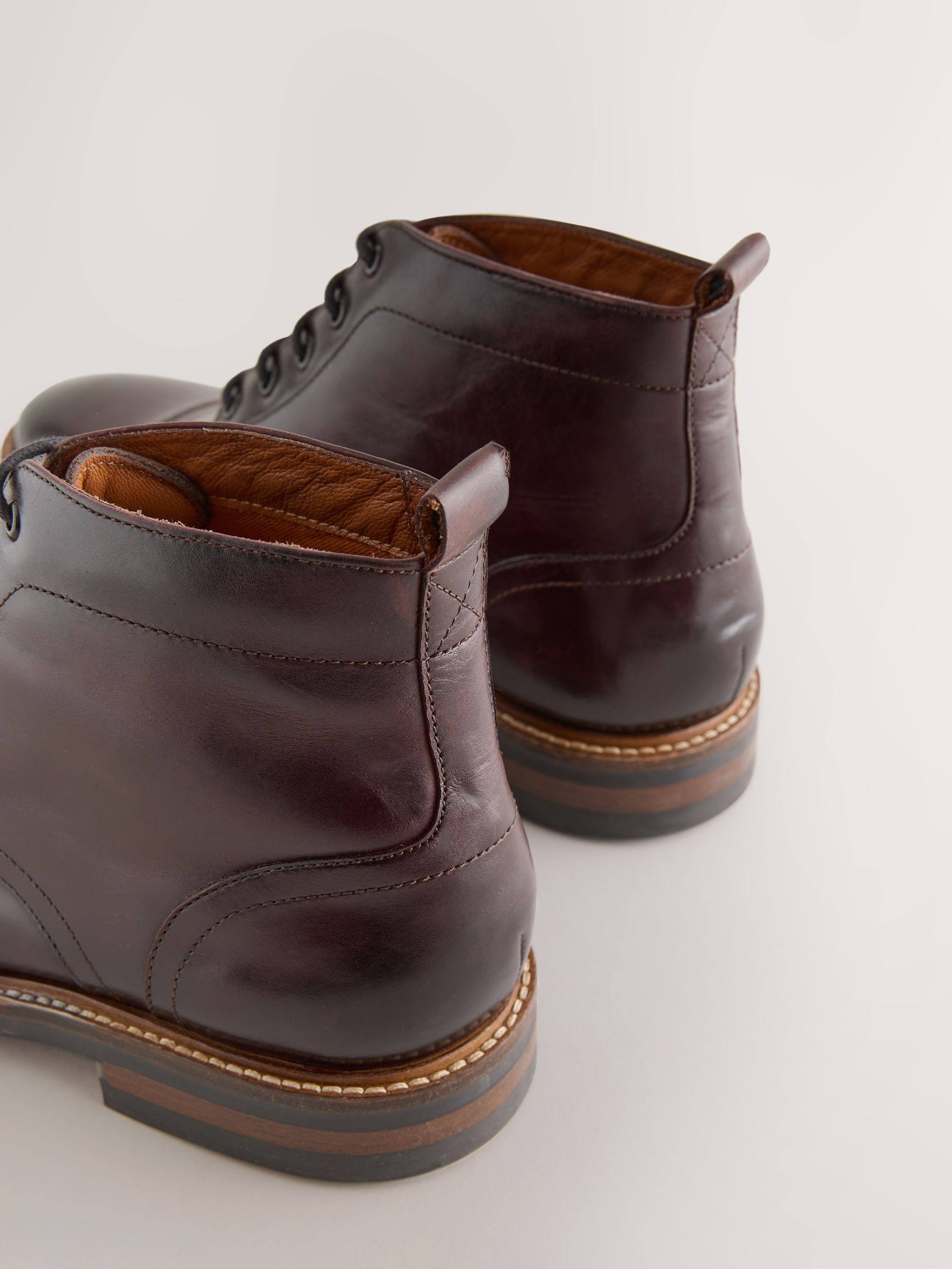 Buy Burgundy Red - Toecap Leather Boots from Next Sweden