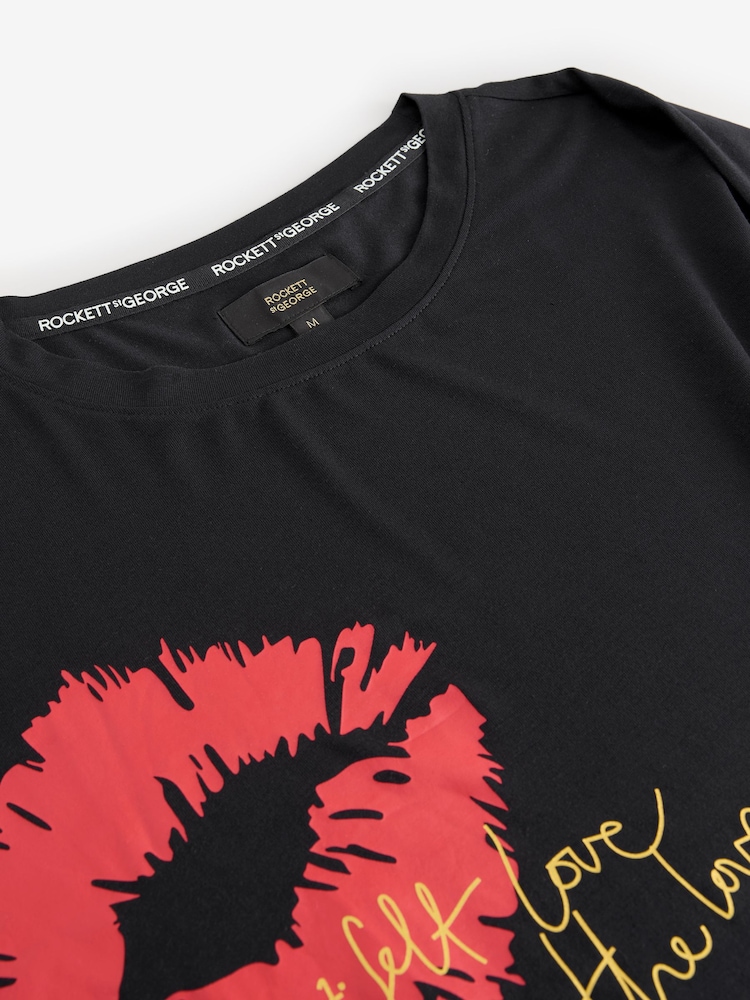 Buy Rockett St George Black/Red Lips Long Sleeve Night T-Shirt from ...