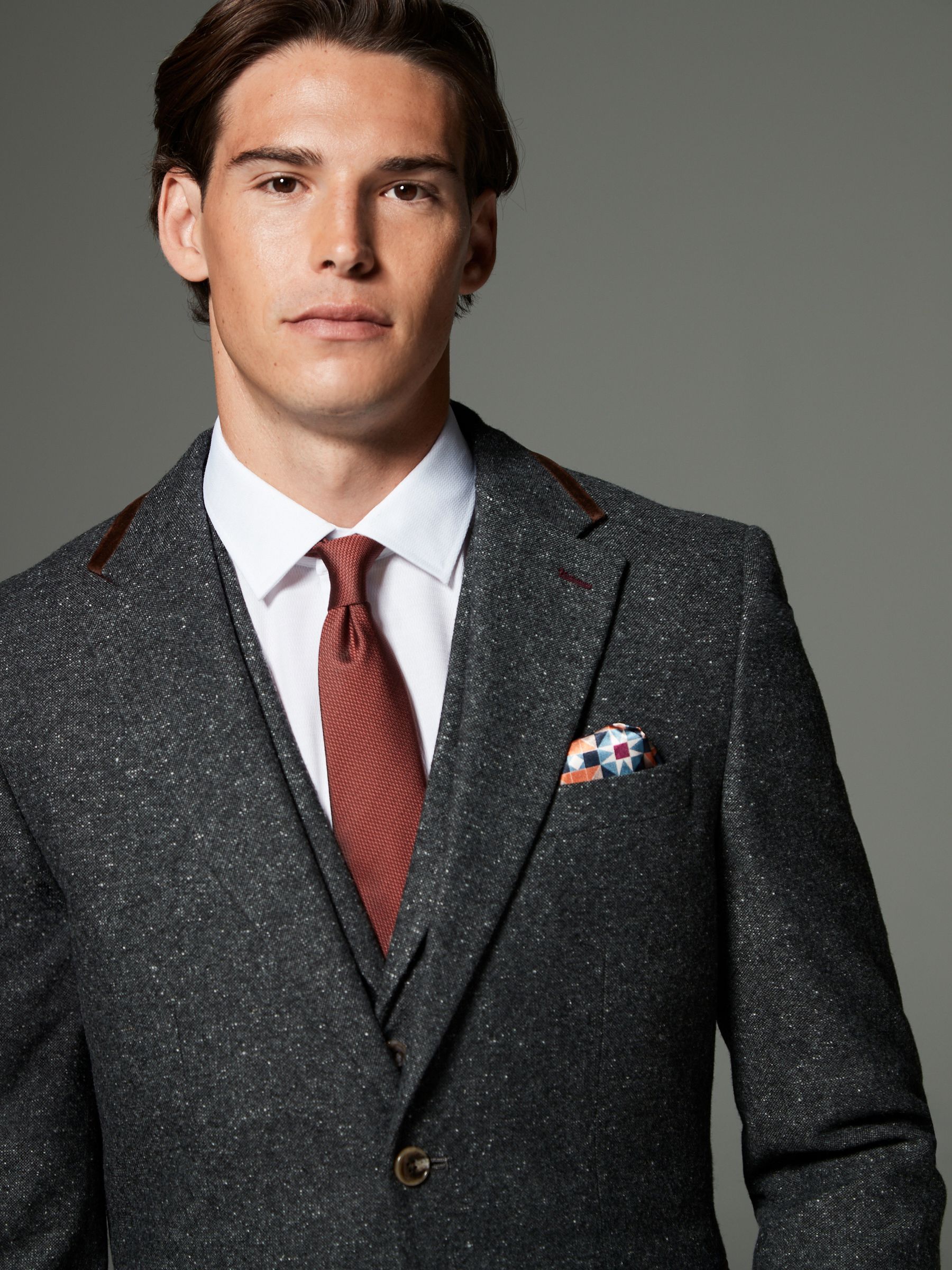 Buy Charcoal Grey Regular Fit Wool Blend Trimmed Suit Jacket from Next ...