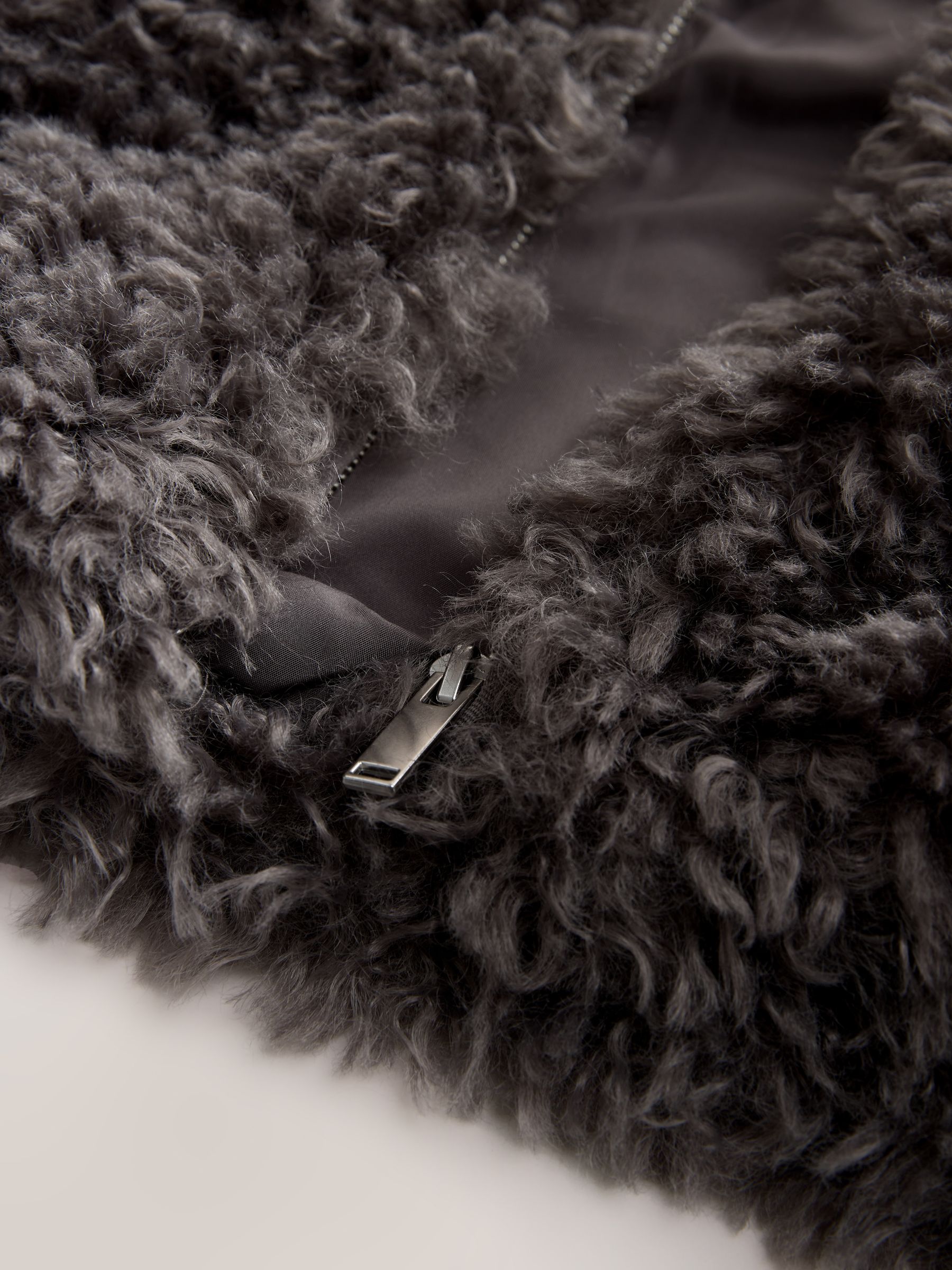 Buy Grey Funnel Neck Zip Through Faux Fur Jacket from the Next UK ...