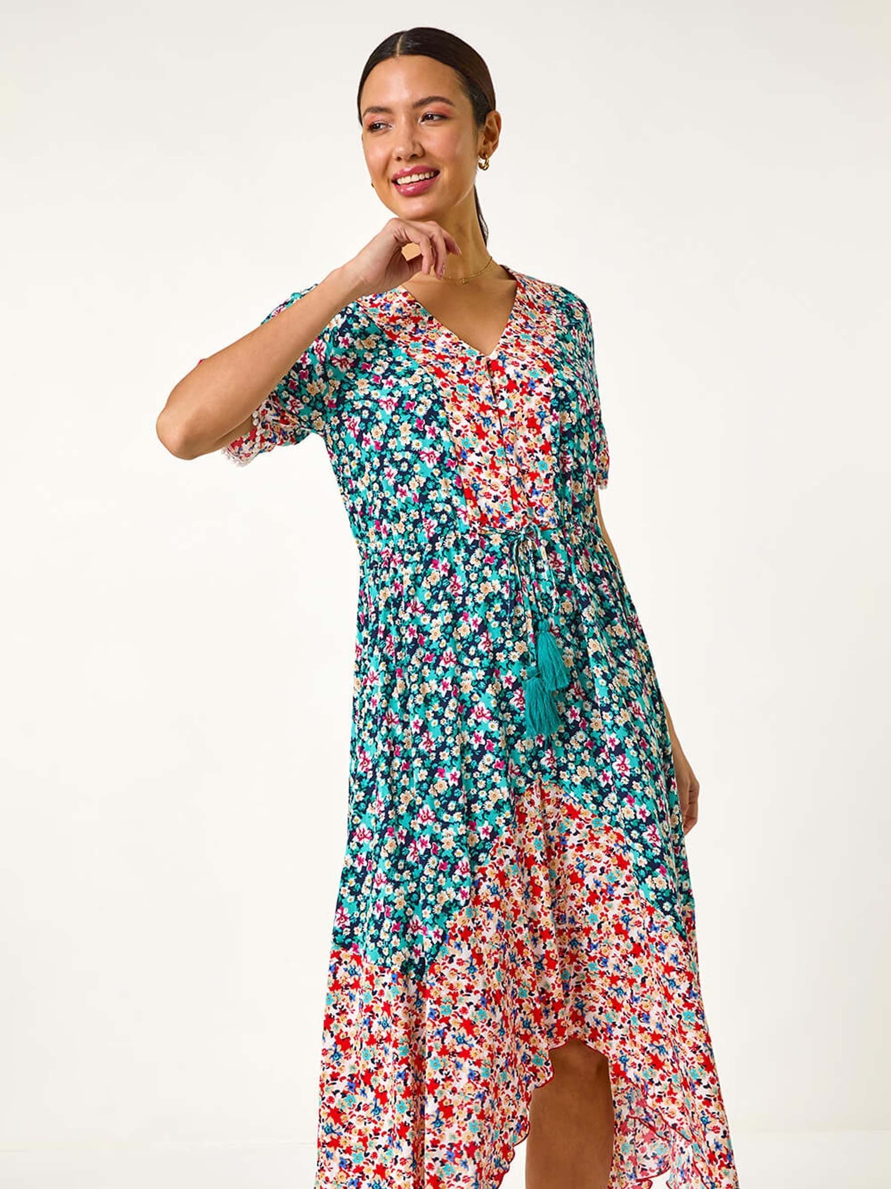 Buy Roman Blue Floral Mix Print Midi Dress from the Next UK online shop