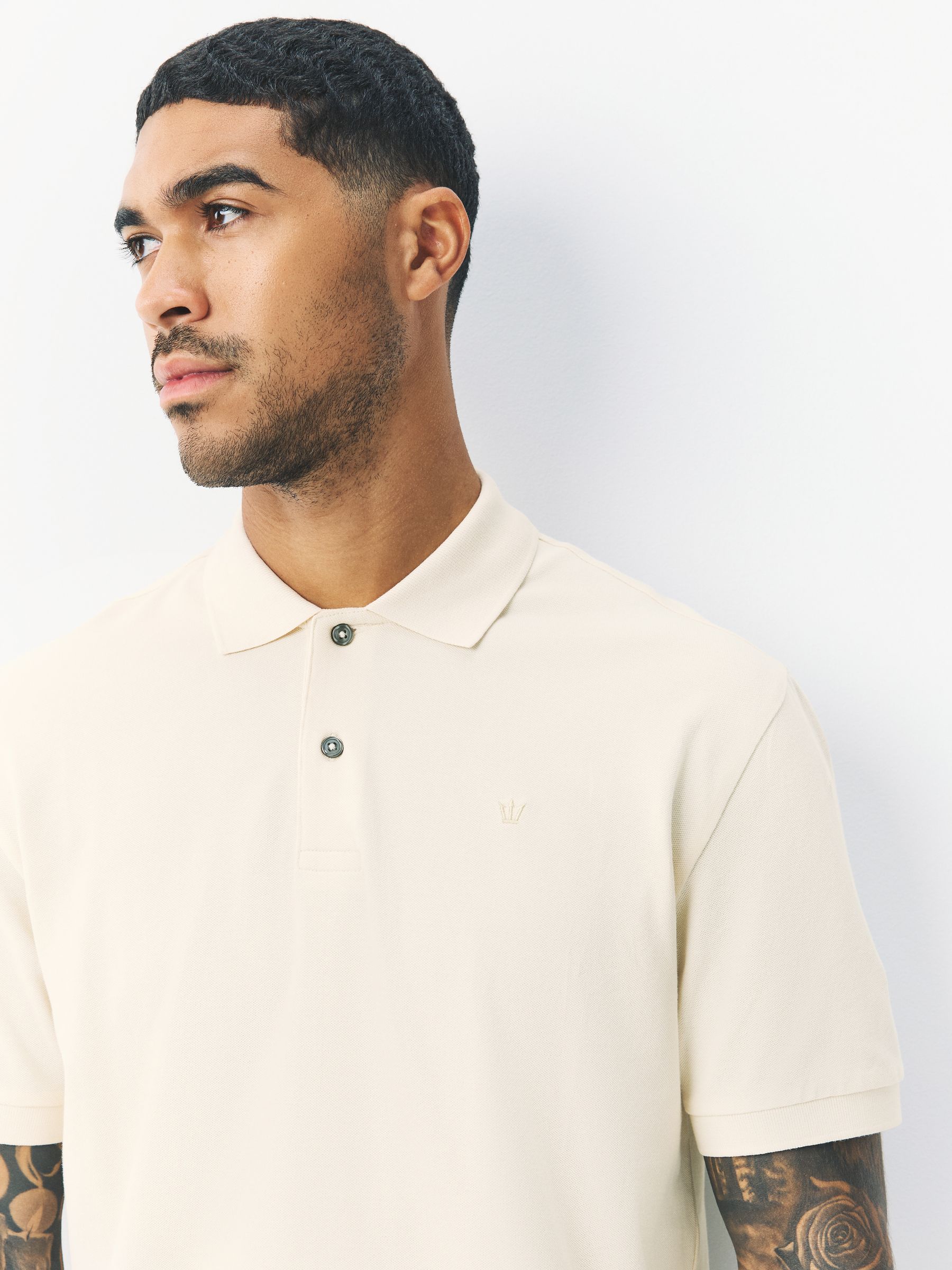 Buy Ecru Trident Regular Fit Long-Sleeve Pique Polo Shirt from Next ...