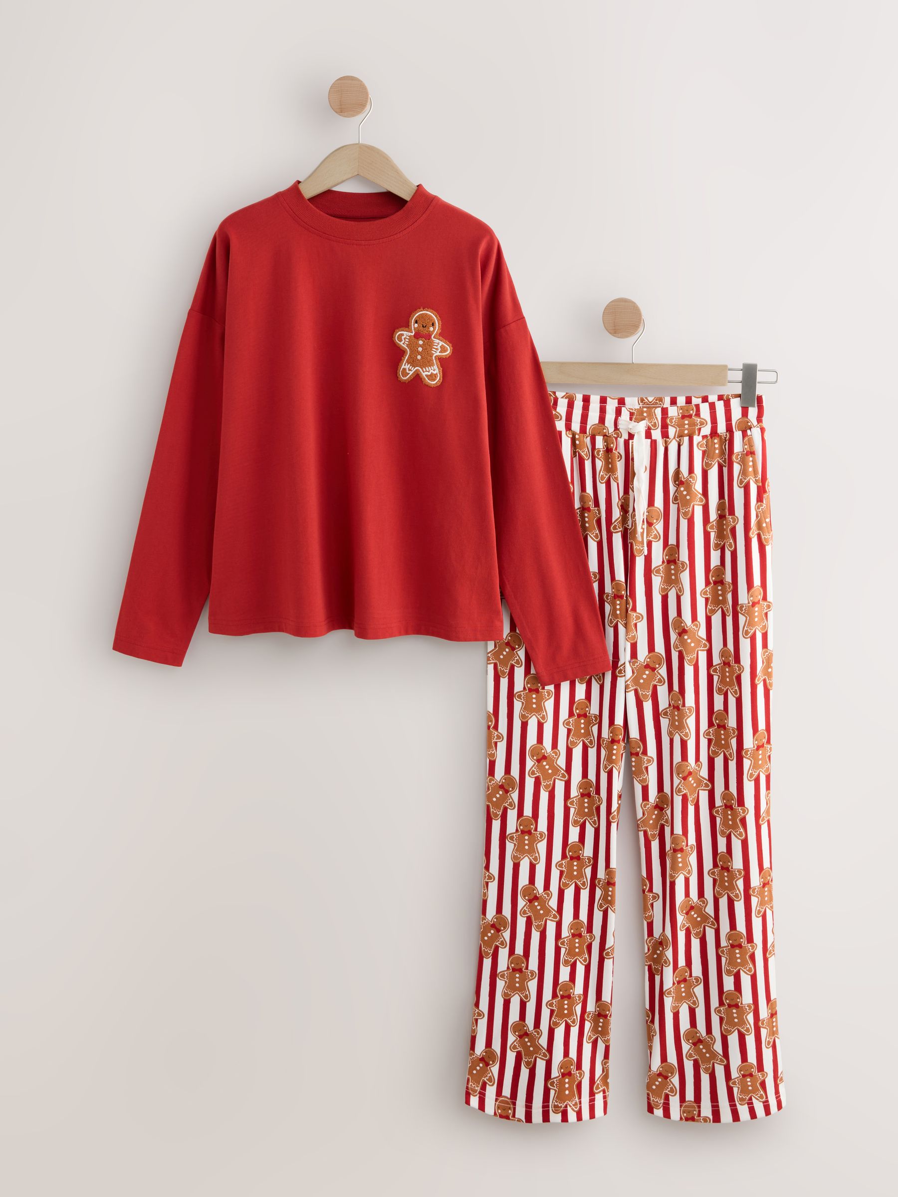 Buy Red Gingerbread Matching Family Christmas Cosy Long Sleeve Pyjamas ...