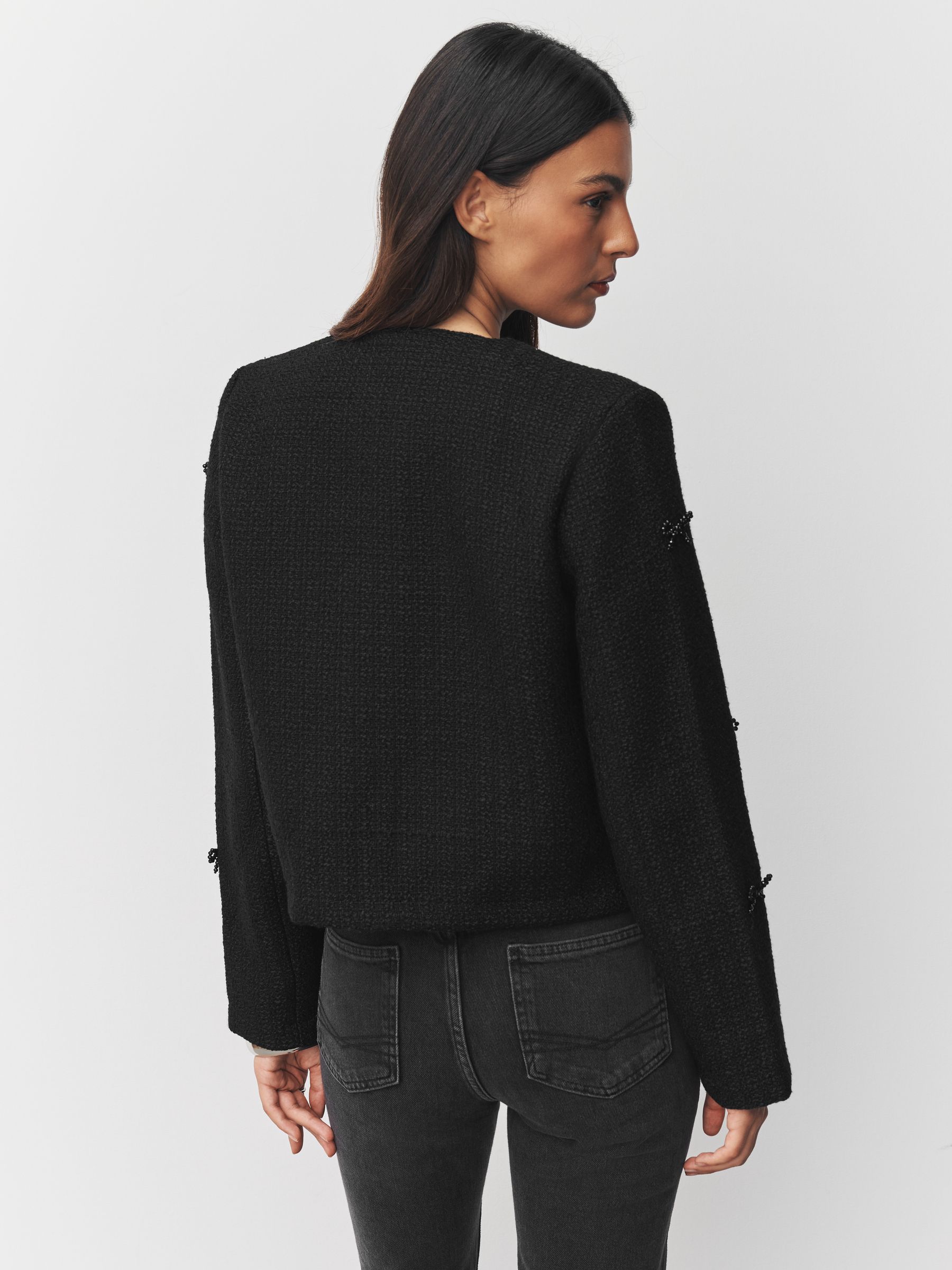Buy Black Beaded Bow Boucle Jacket from Next Ireland
