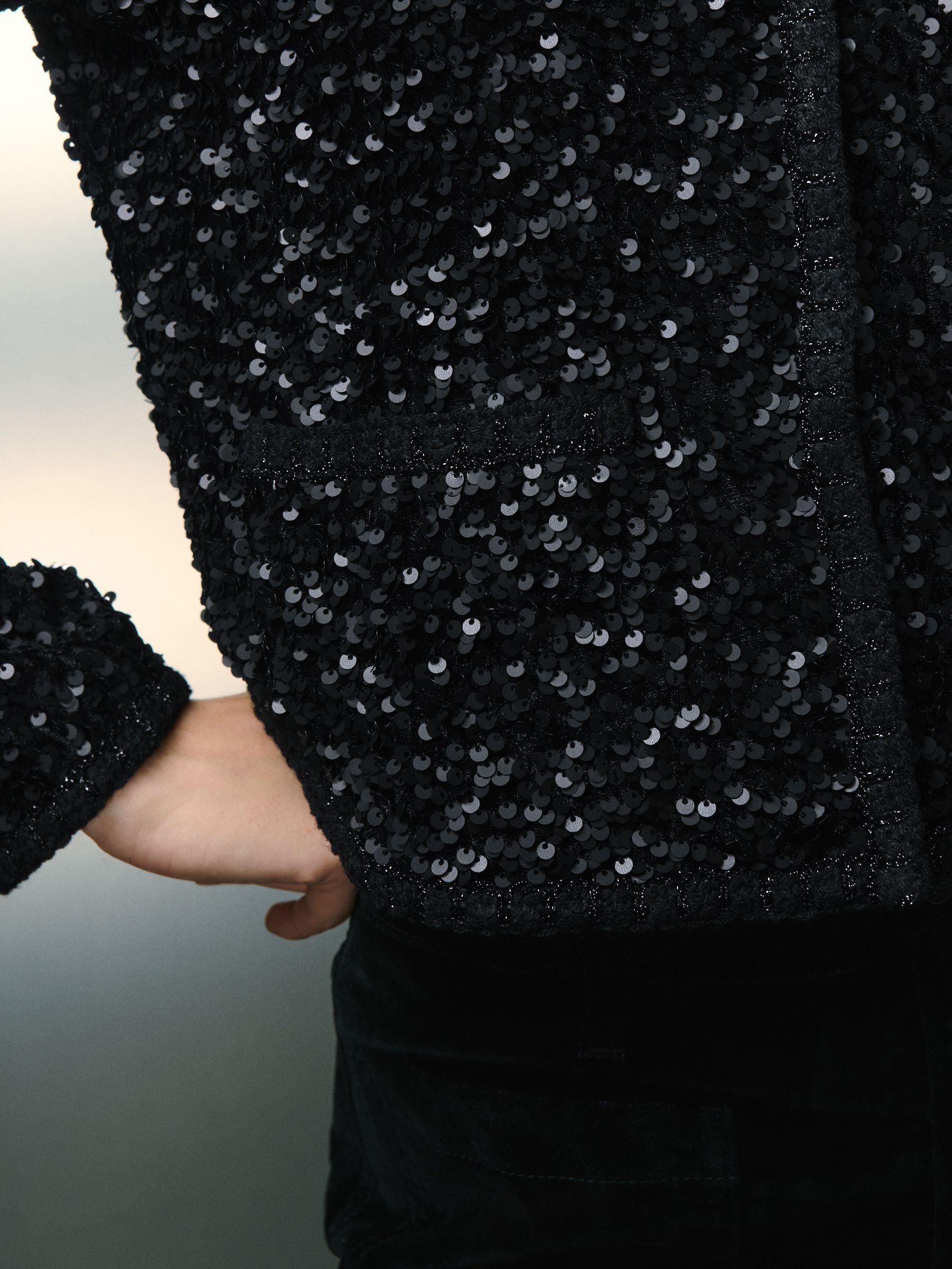 Buy Black Velvet Sequin Embellished Jacket from the Next UK online shop