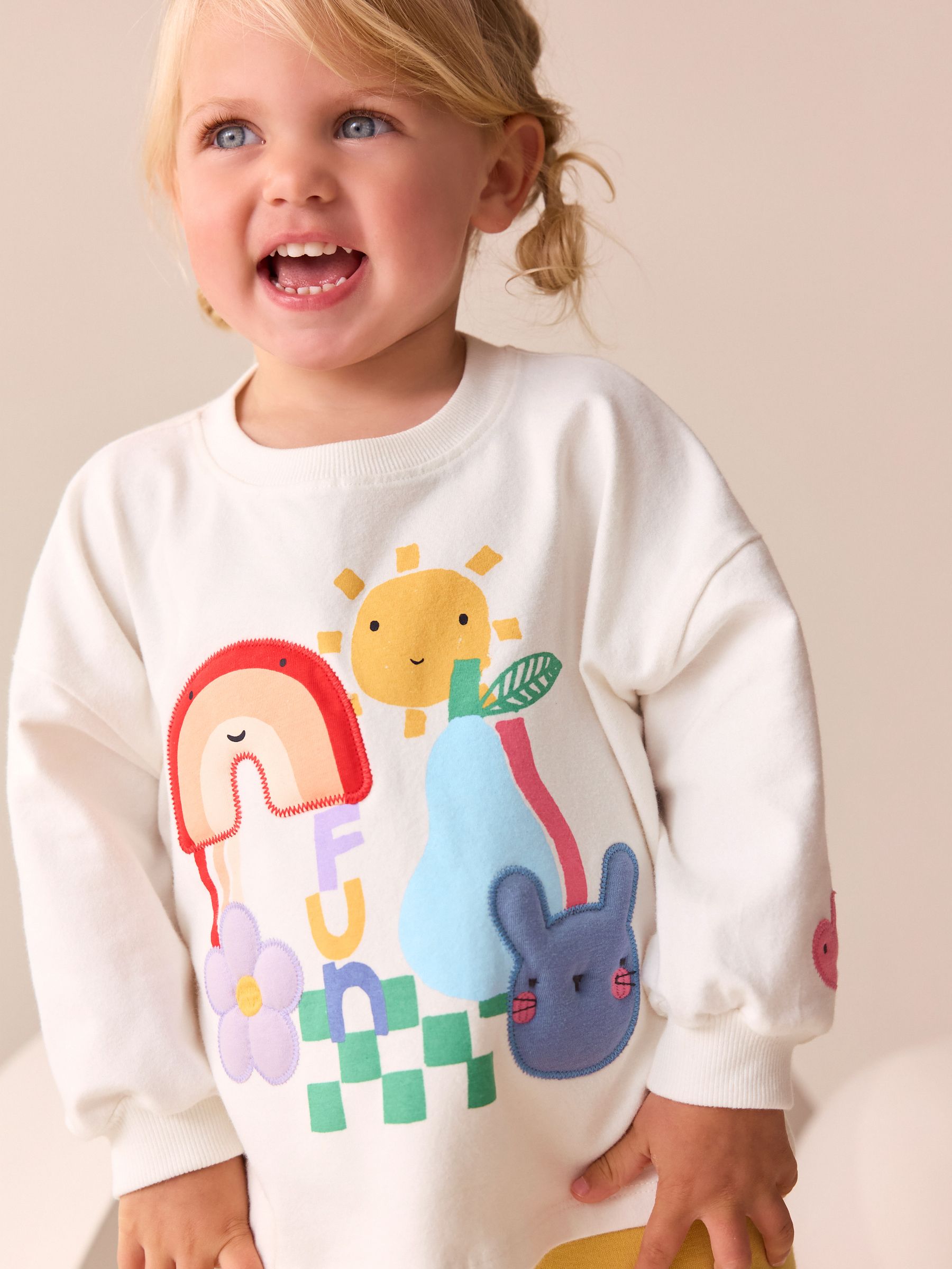 Buy Ecru Padded Rainbow Character Long Sleeve T-Shirt (3mths-7yrs) from ...
