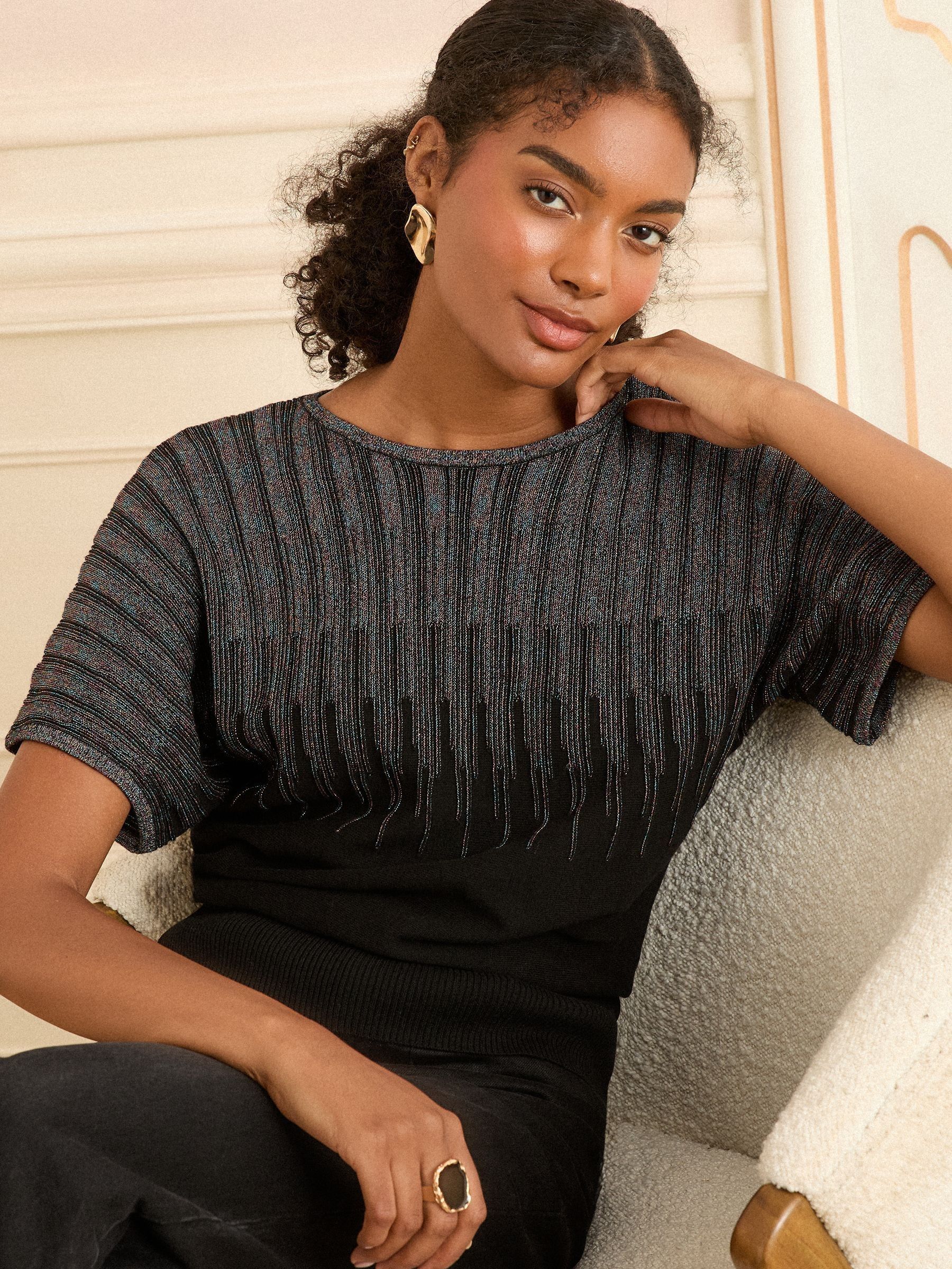 Buy Love & Roses Black Multi Lurex Batwing Knitted Top from the Next UK ...