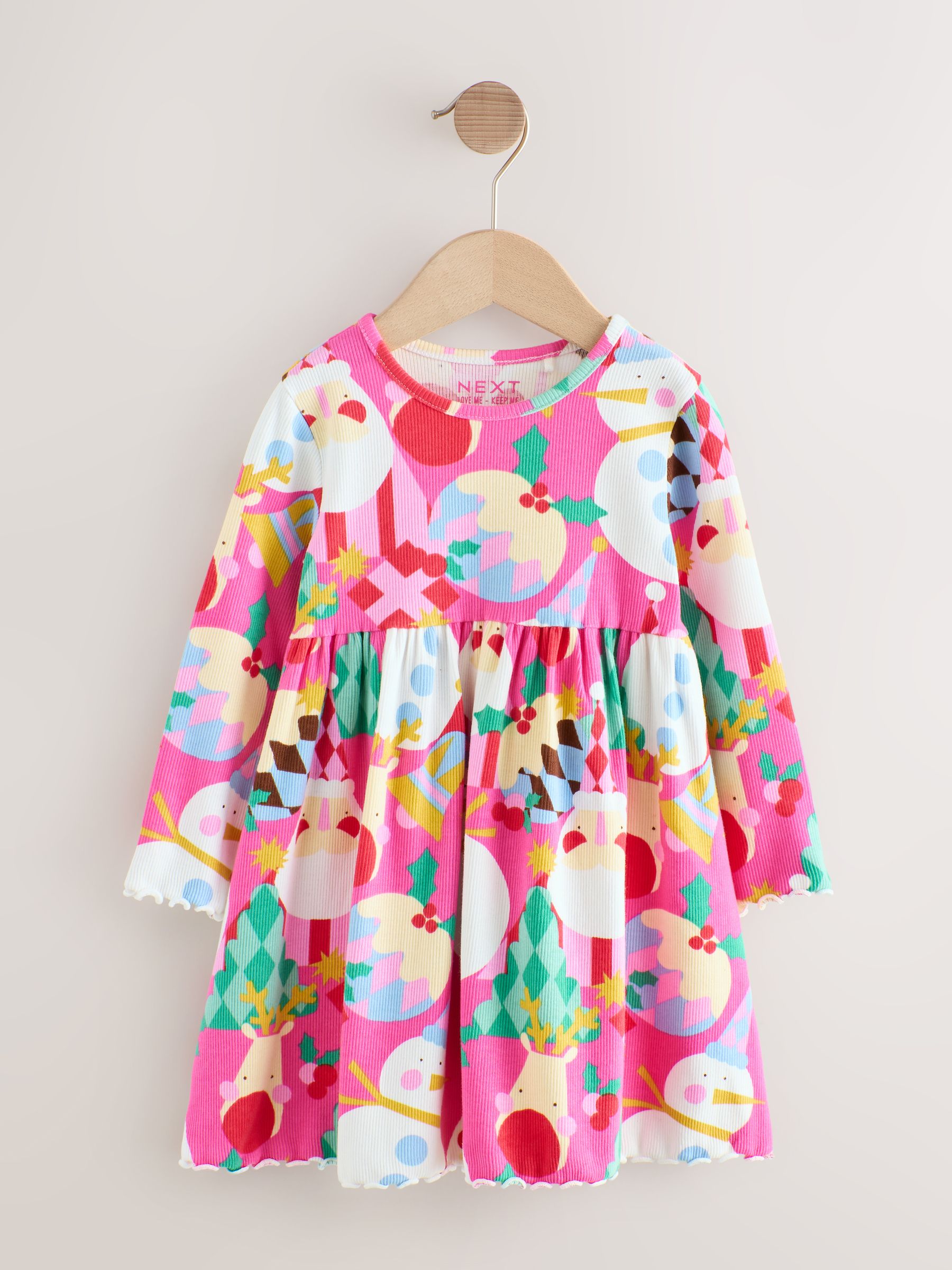 Buy Pink Long Sleeve Christmas Dress (3mths-7yrs) from Next Ireland