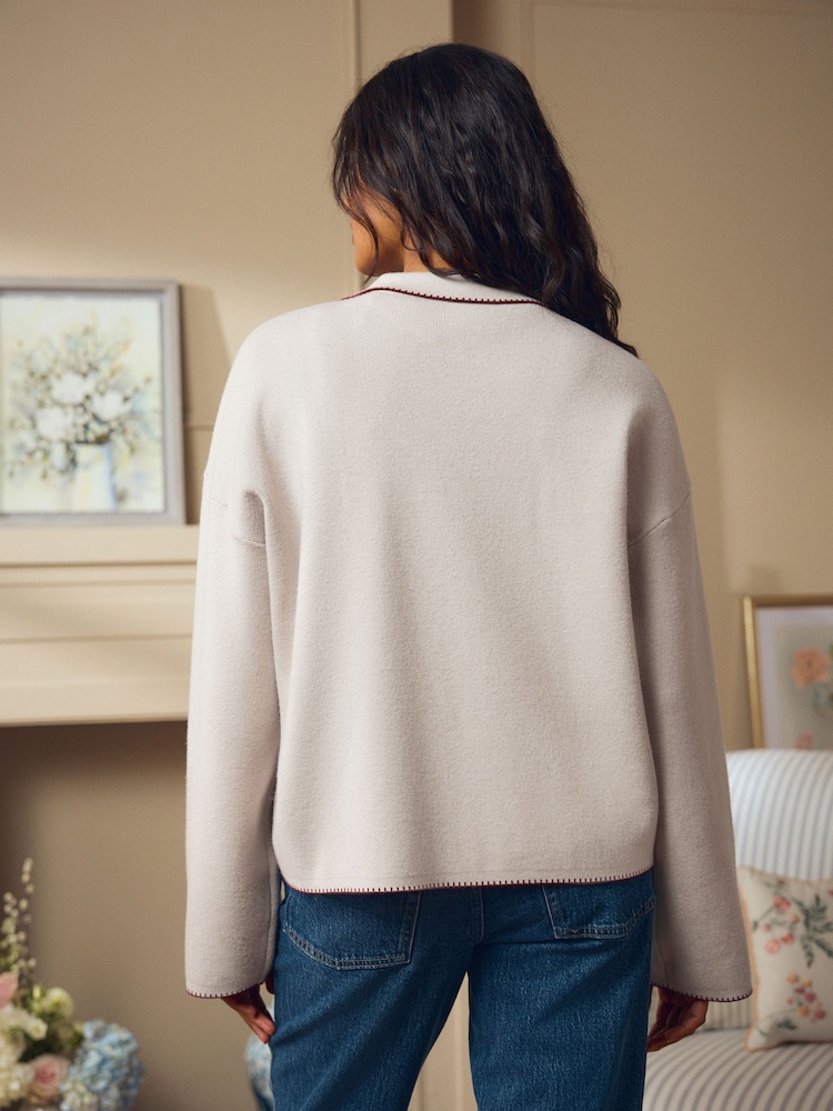 Laura Ashley Ecru Nordley Christmas Embroidered Cardigan | Laura Ashley
