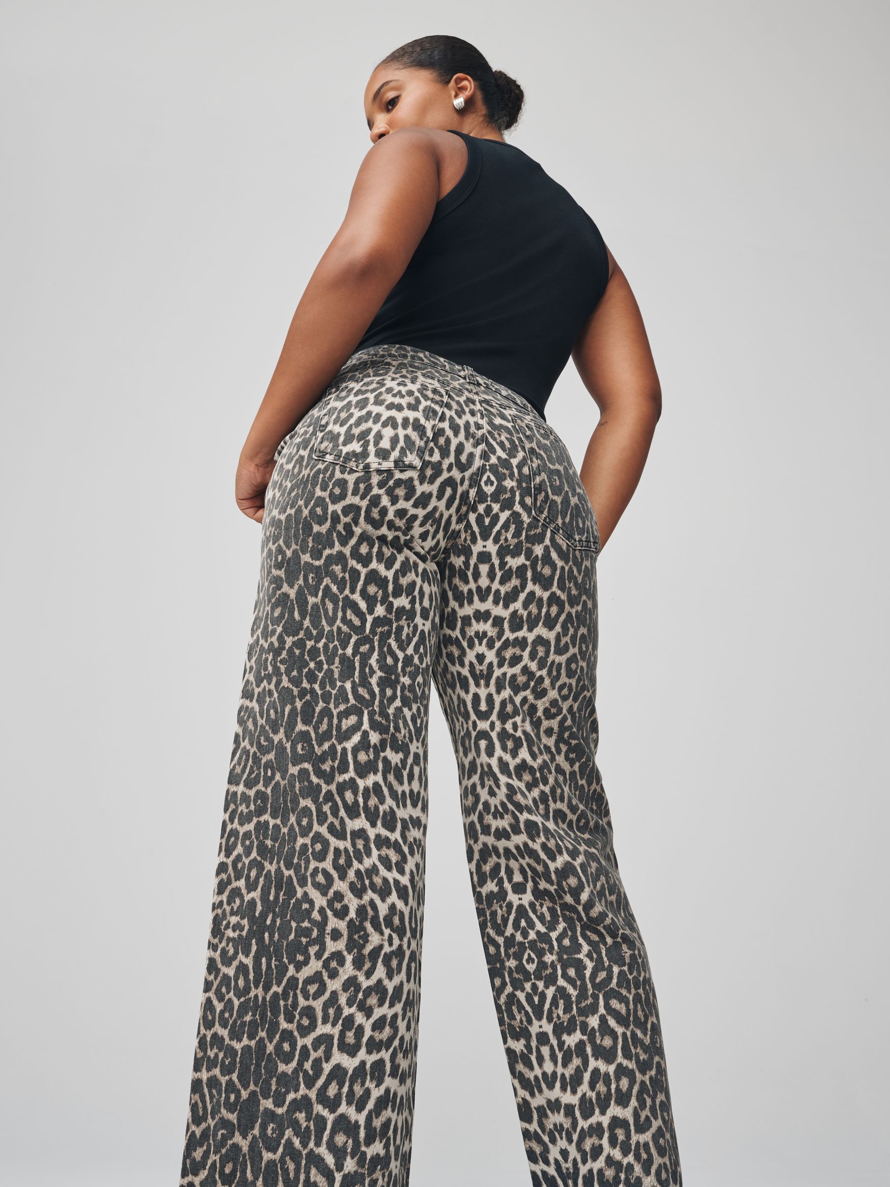 Buy Leopard Print Hourglass Wide Leg 100% Cotton Jeans from the Next UK ...