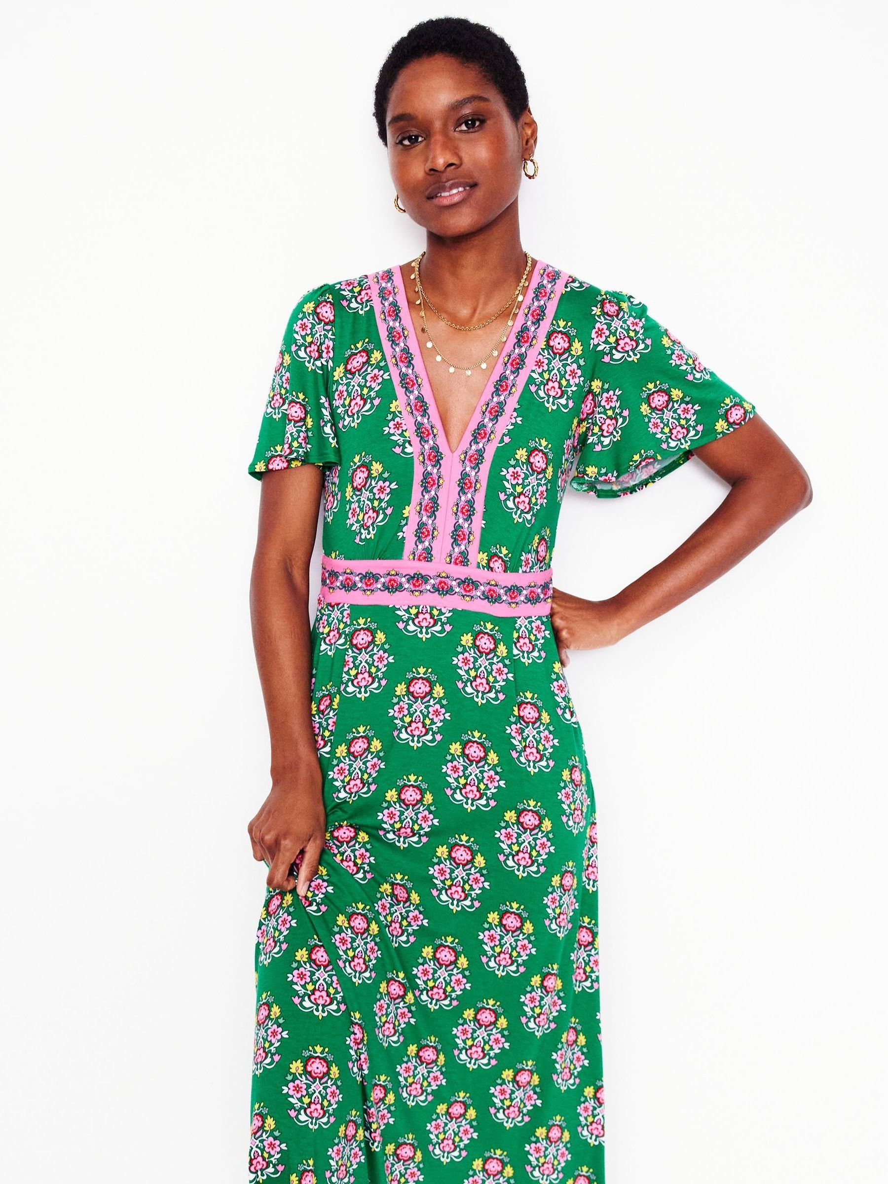 Buy Boden Green Ellie Flutter Maxi Tea Dress from the Next UK online shop