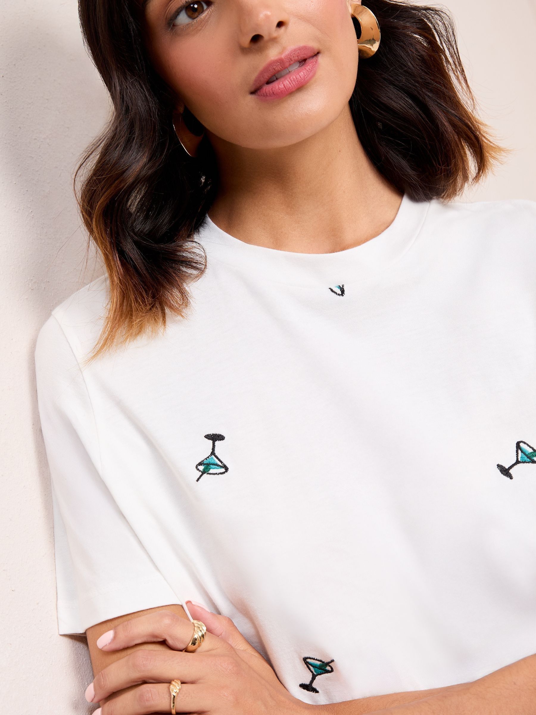 Buy Ivory Martini - Friends Like These Embroidered T-Shirt from Next ...