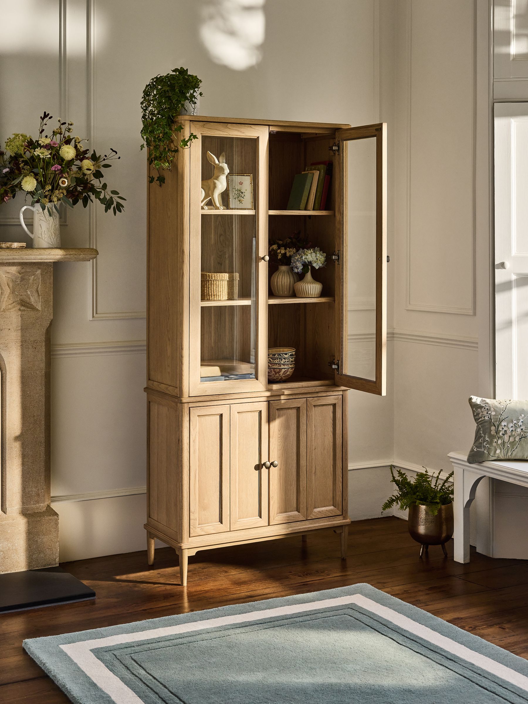 Buy Laura Ashley Oak Danbury Glazed Display Cabinet from the Next UK ...