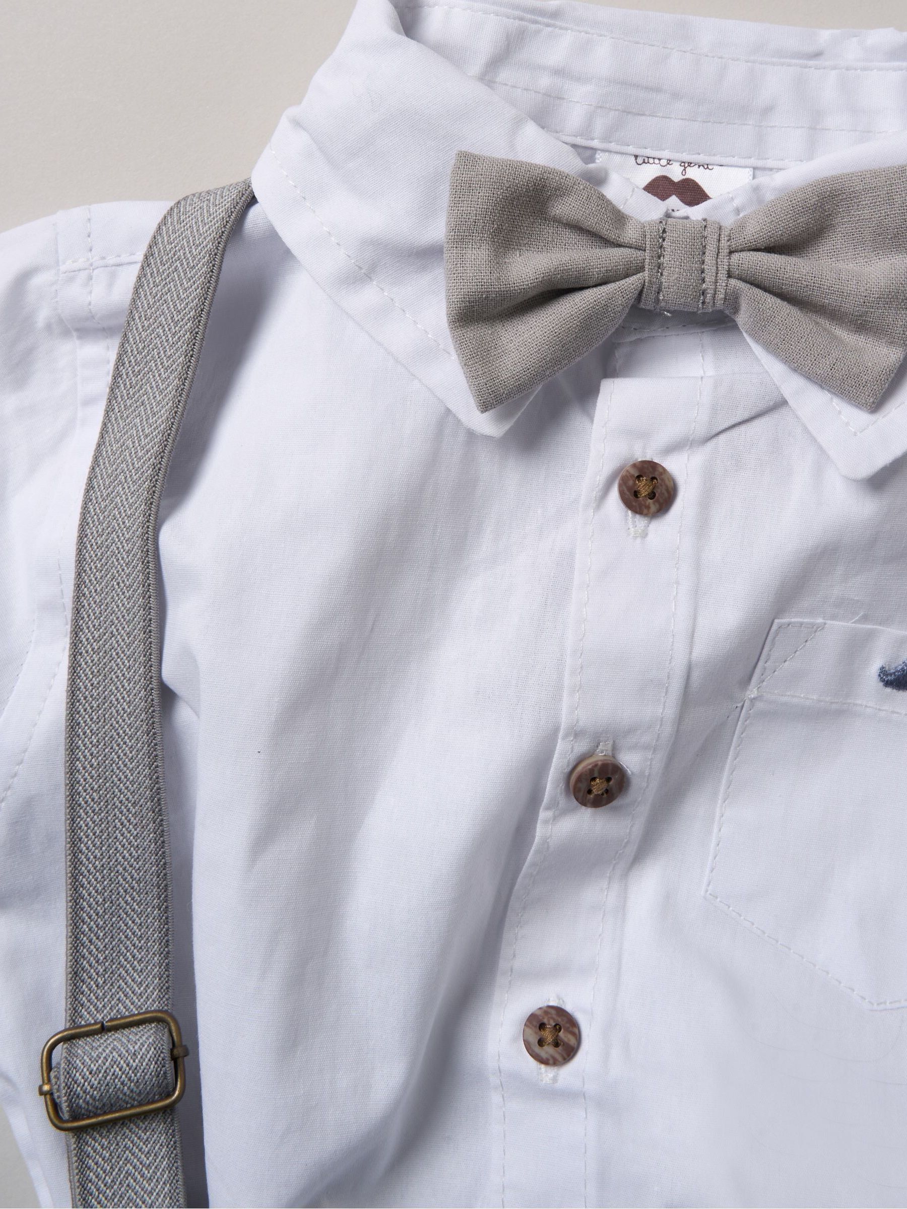 Buy Little Gent Blue Shirt Shorts And Braces Outfit Set from the Next ...
