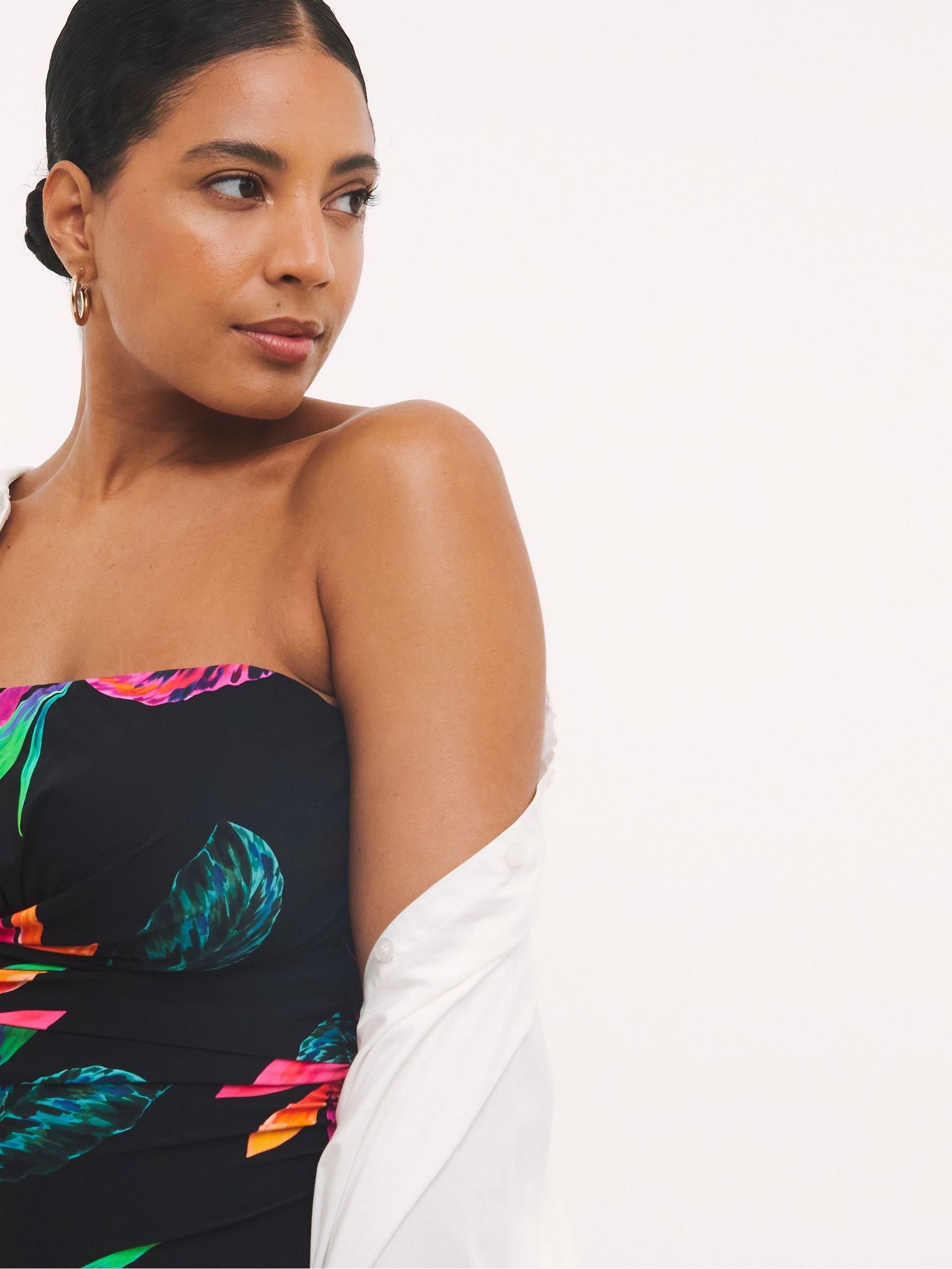 Buy Simply Be Tropical Print Magisculpt Bandeau Swimsuit from Next Malta