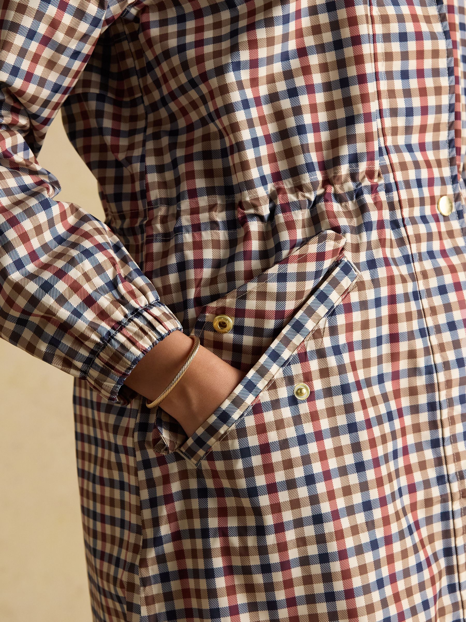 Buy Joules Holkham Gingham Waterproof Packable Raincoat With Hood from ...