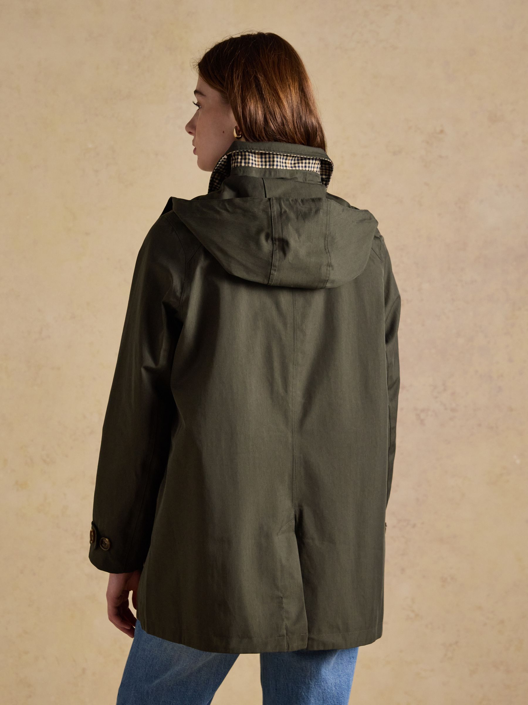 Buy Joules Rainmore Khaki Green Button Through Waterproof Raincoat from ...