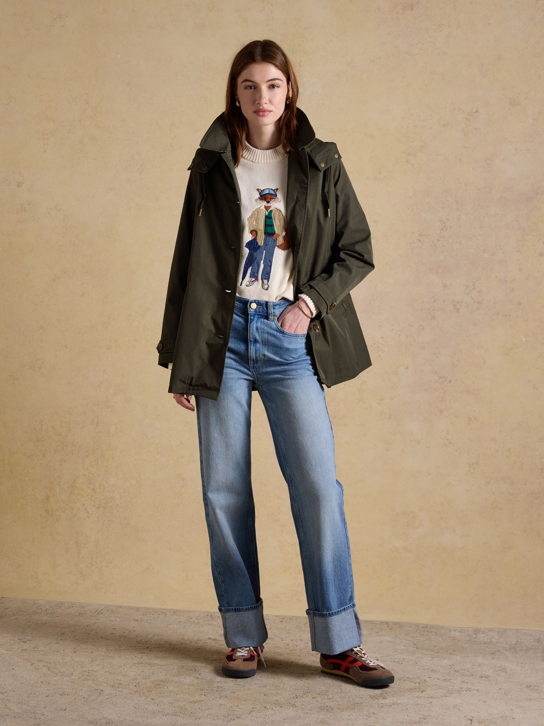 Buy Joules Rainmore Khaki Green Button Through Waterproof Raincoat from ...