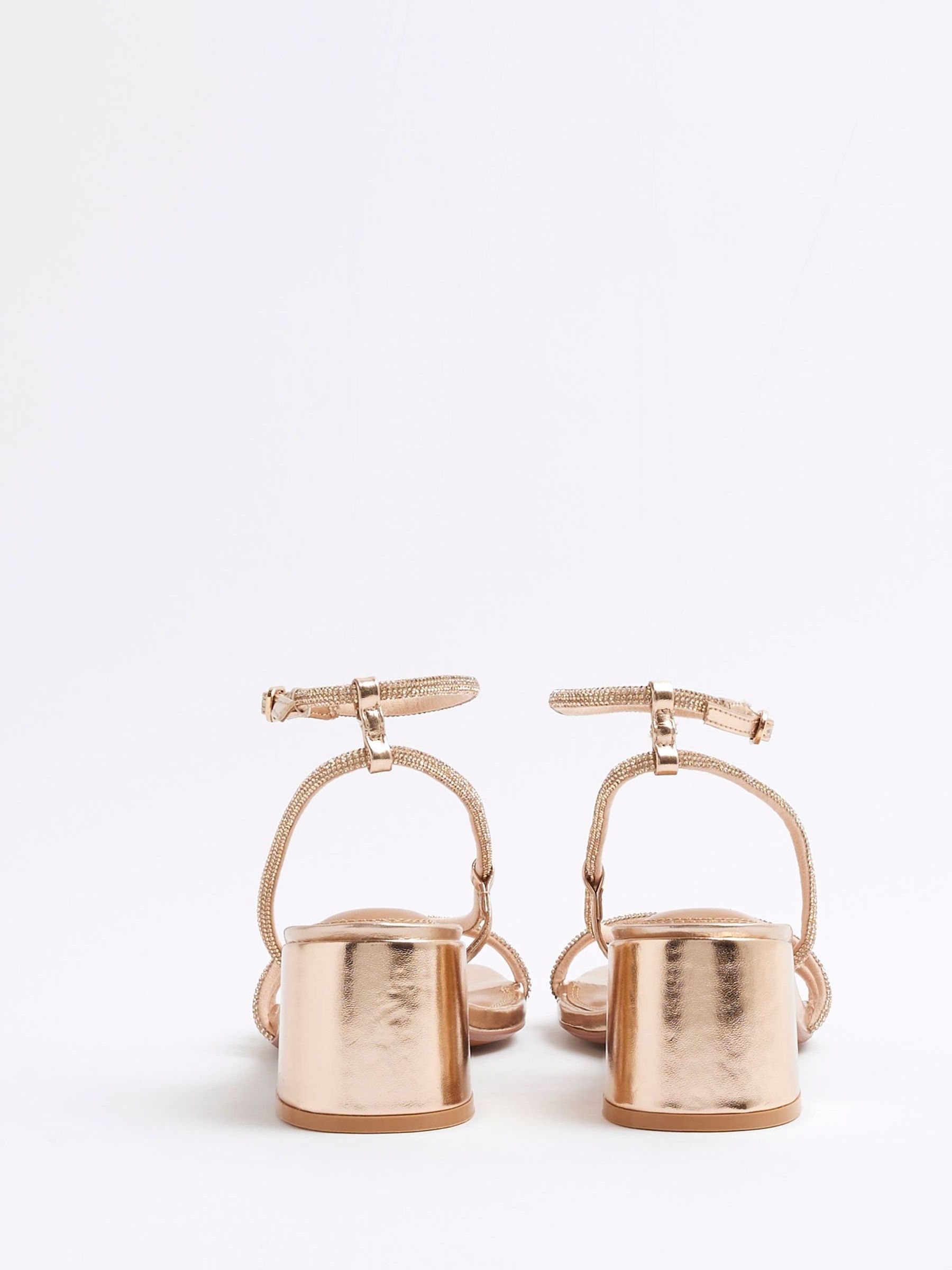 Buy River Island Gold Strappy Block Heel Sandals from the Next UK ...