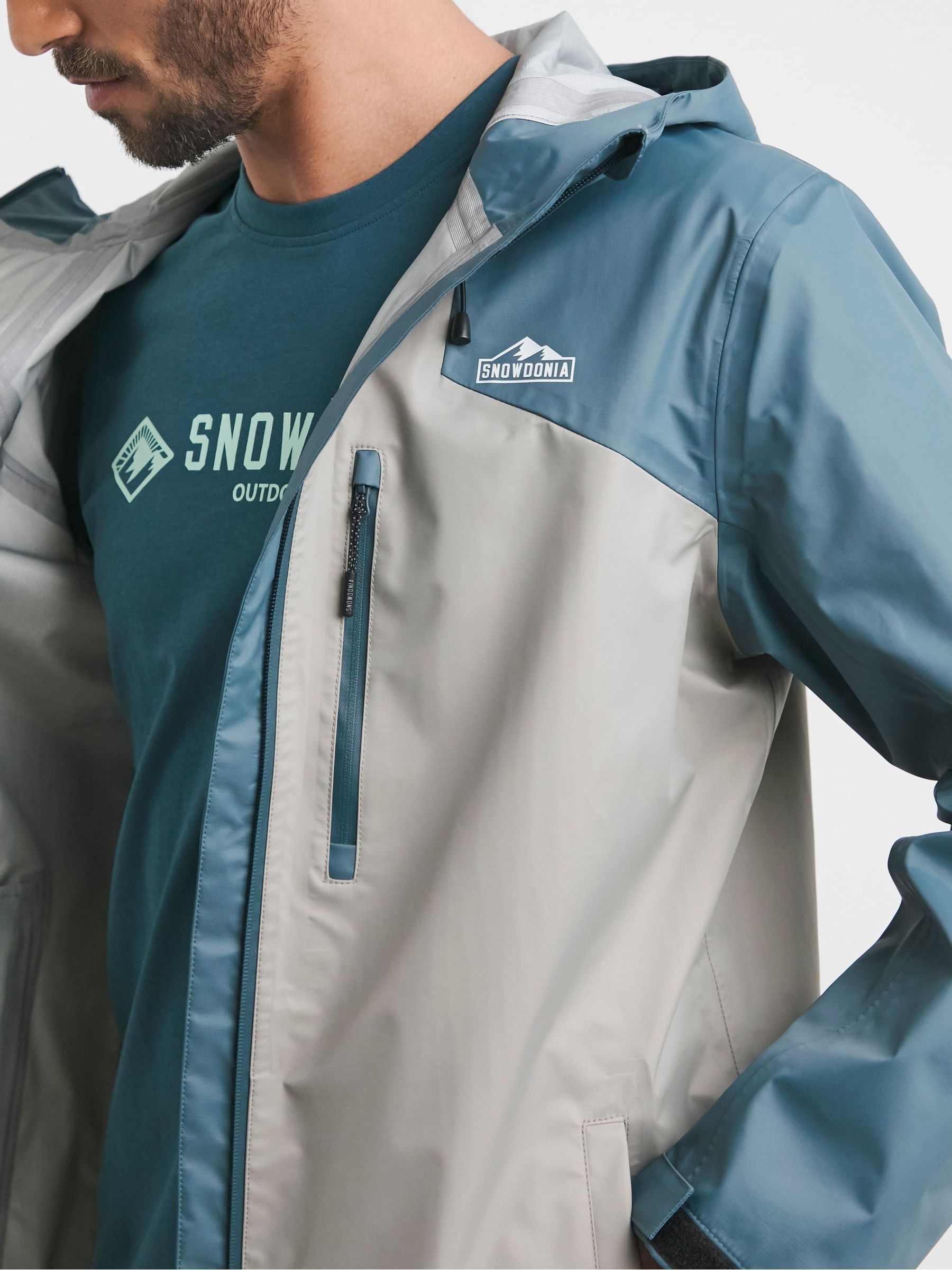 Buy Snowdonia Blue Waterproof Colour Block Hooded Jacket from the Next ...