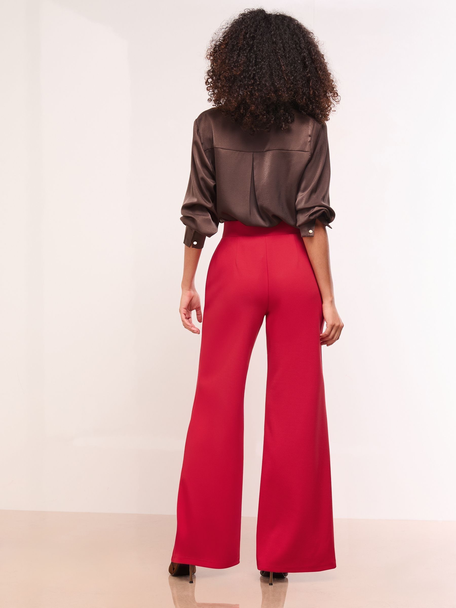 Buy Lipsy Red Petite High Waist Wide Leg Trousers from Next Malaysia