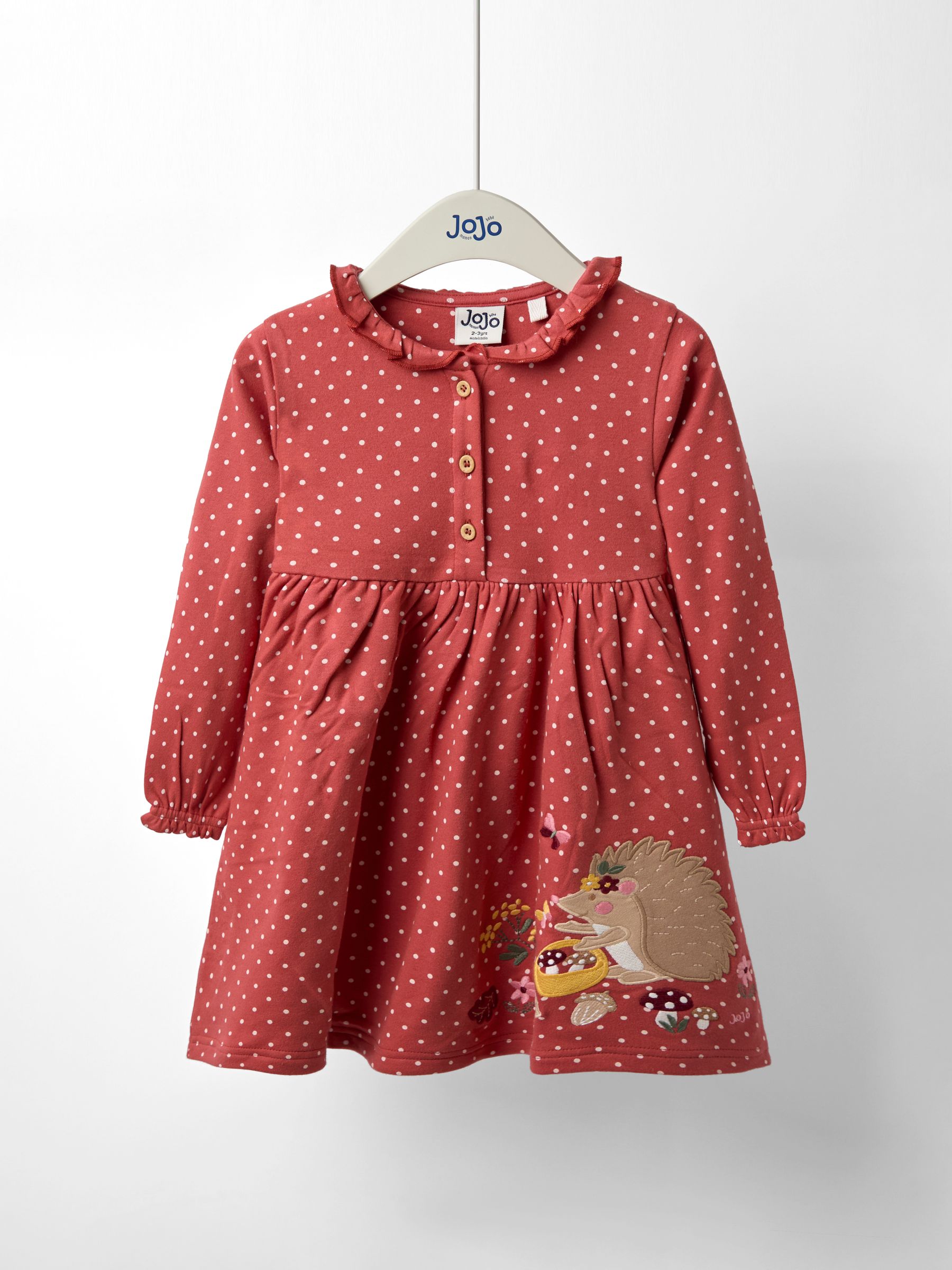 Buy JoJo Maman Bébé Rust Orange Hedgehog Frill Collar Appliqué Dress from the Next UK online shop