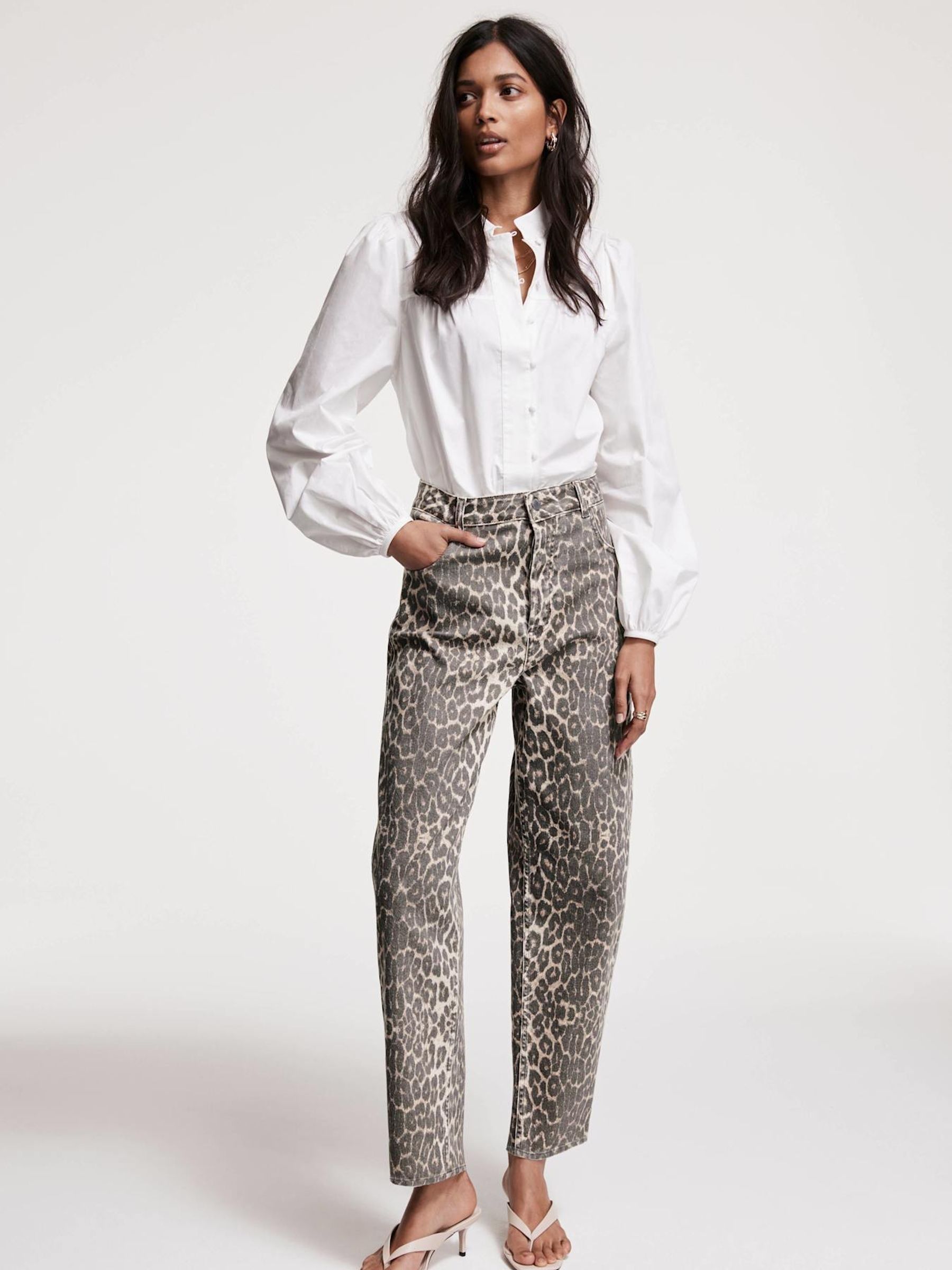 Buy Mint Velvet Leopard High Waisted Tapered Barrel Jeans from the Next ...