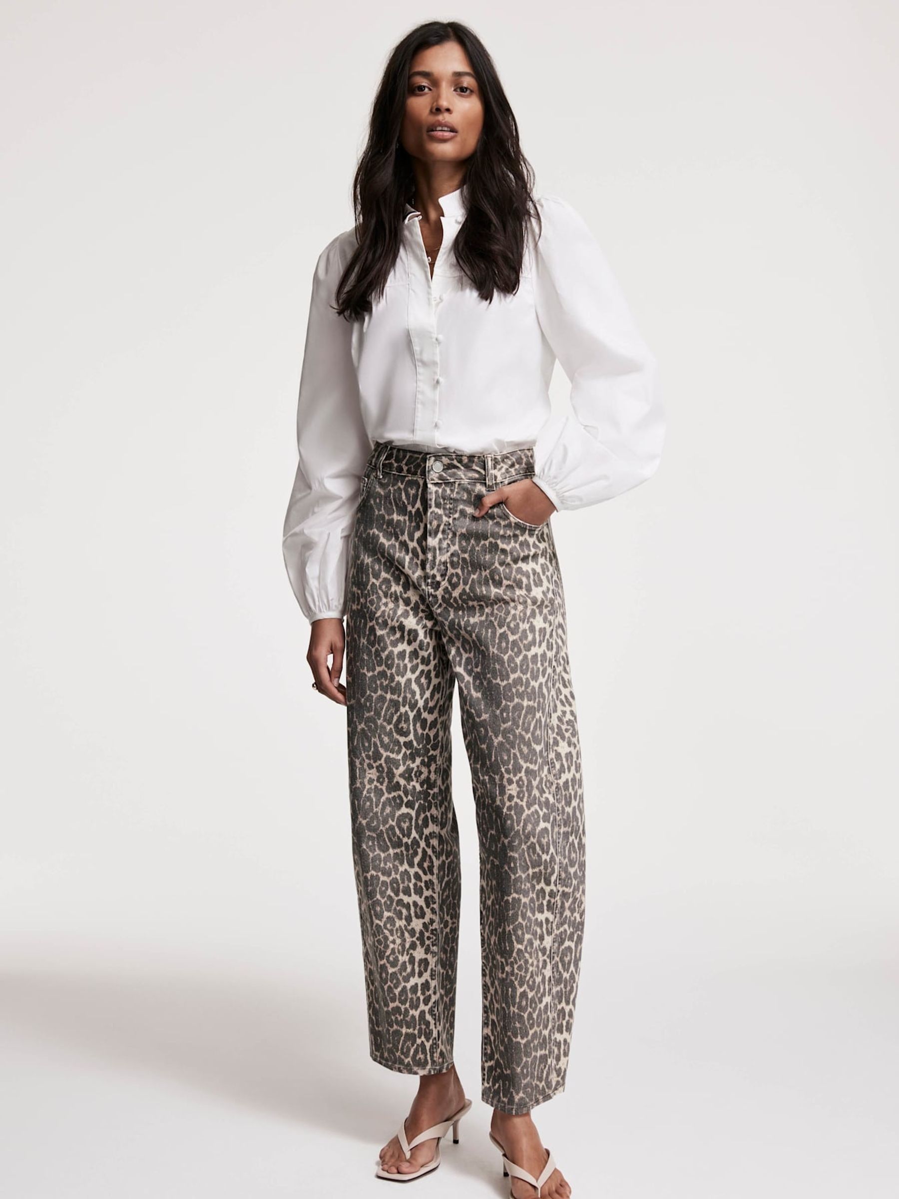 Buy Mint Velvet Leopard High Waisted Tapered Barrel Jeans from the Next ...