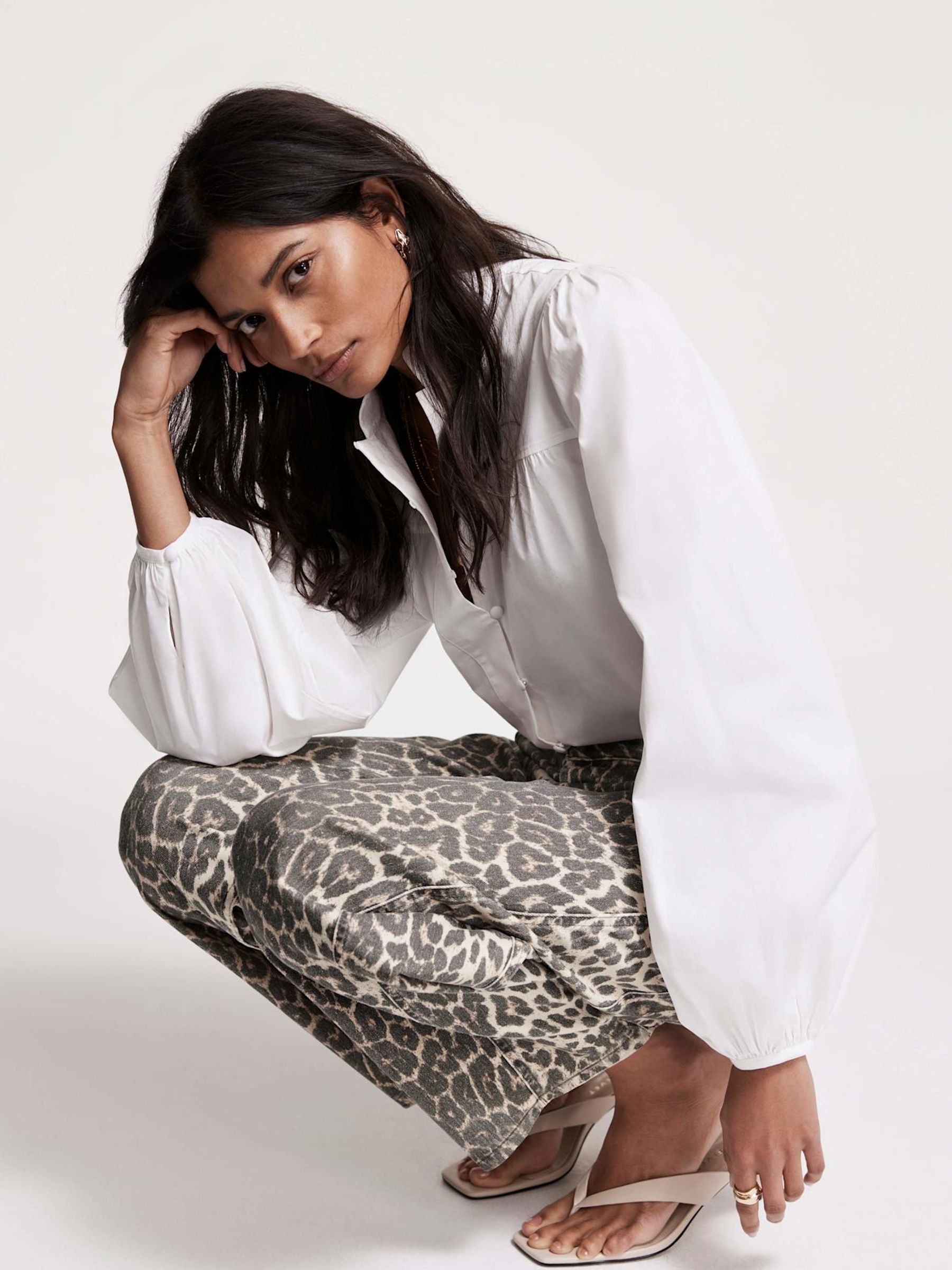 Buy Mint Velvet Leopard High Waisted Tapered Barrel Jeans from the Next ...