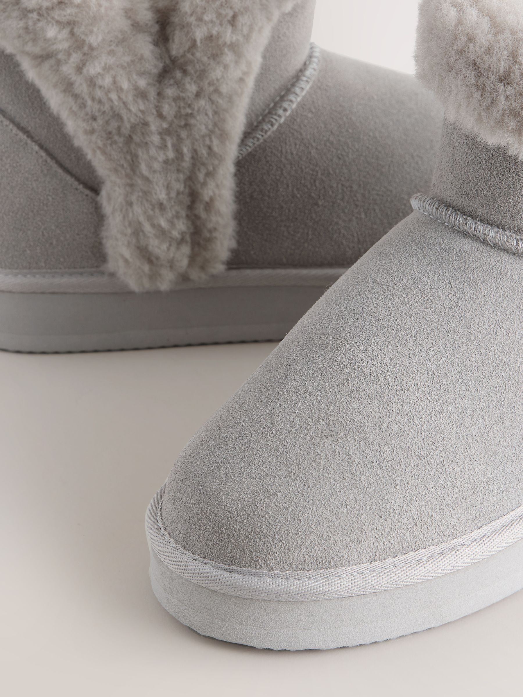 Buy Dark Grey Suede Faux Fur Boot Slippers from Next USA