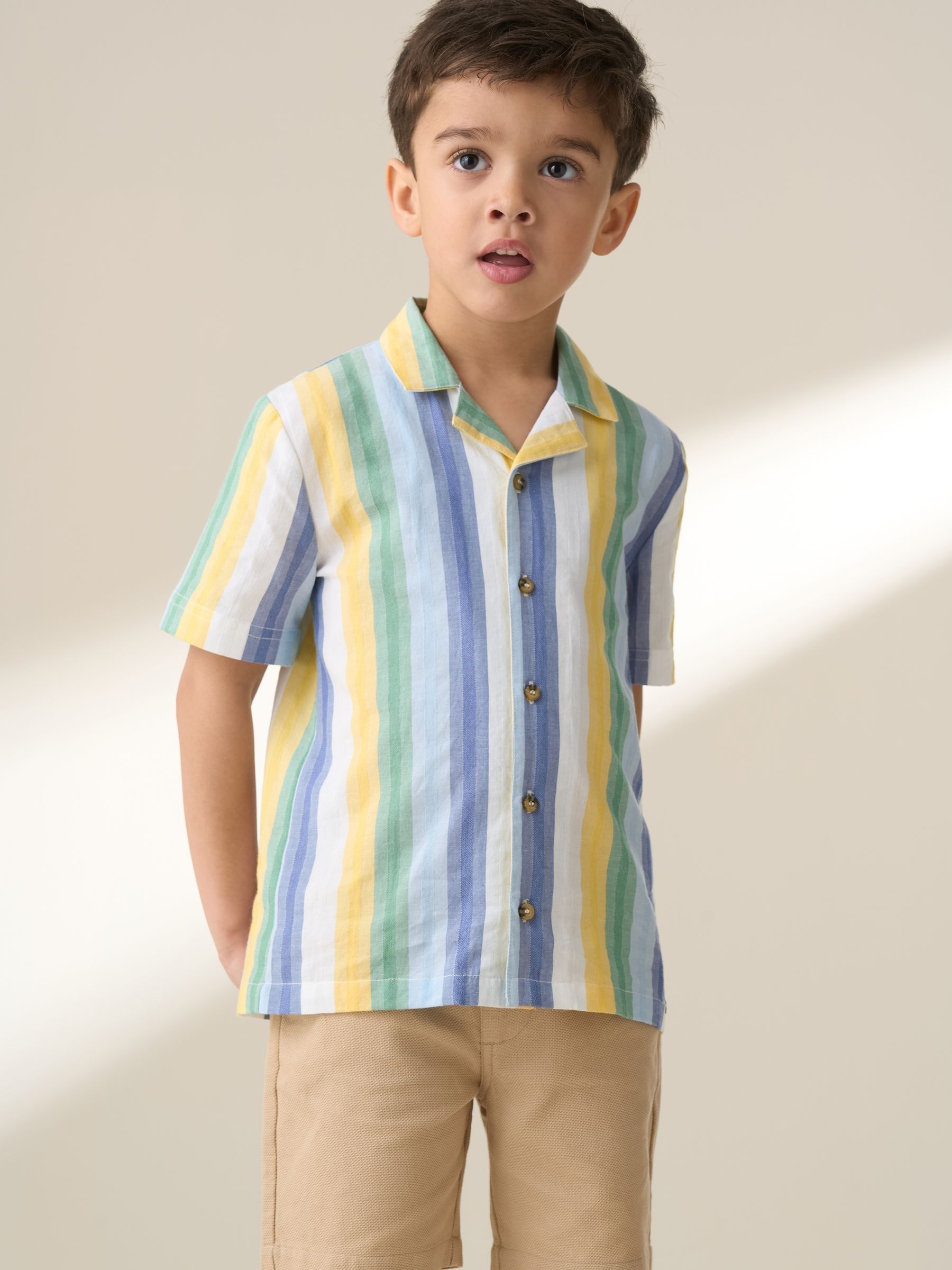 Buy Angel & Rocket Blue Jax Multi Stripe 100% Cotton Shirt from the ...
