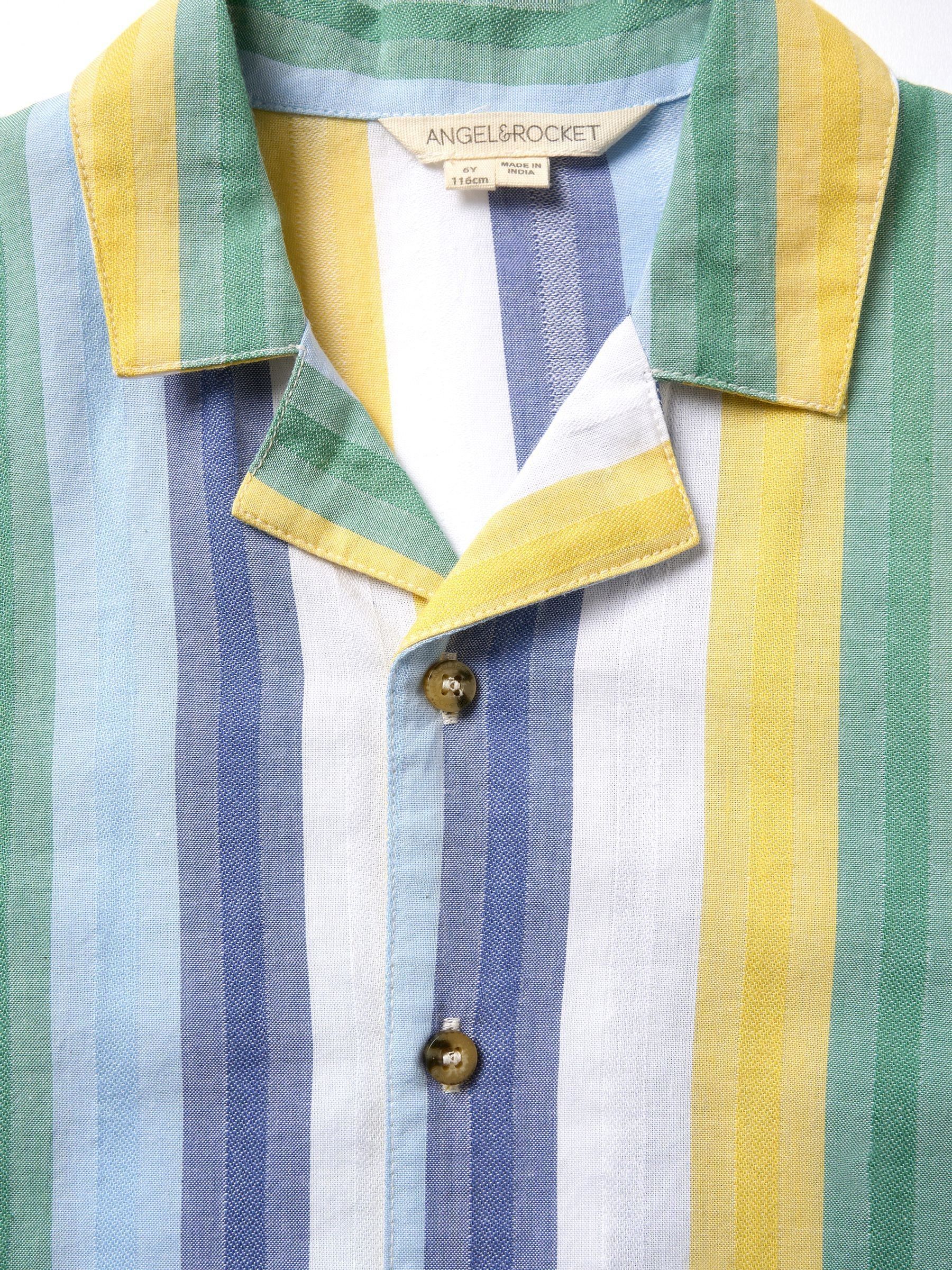 Buy Angel & Rocket Blue Jax Multi Stripe 100% Cotton Shirt from the ...