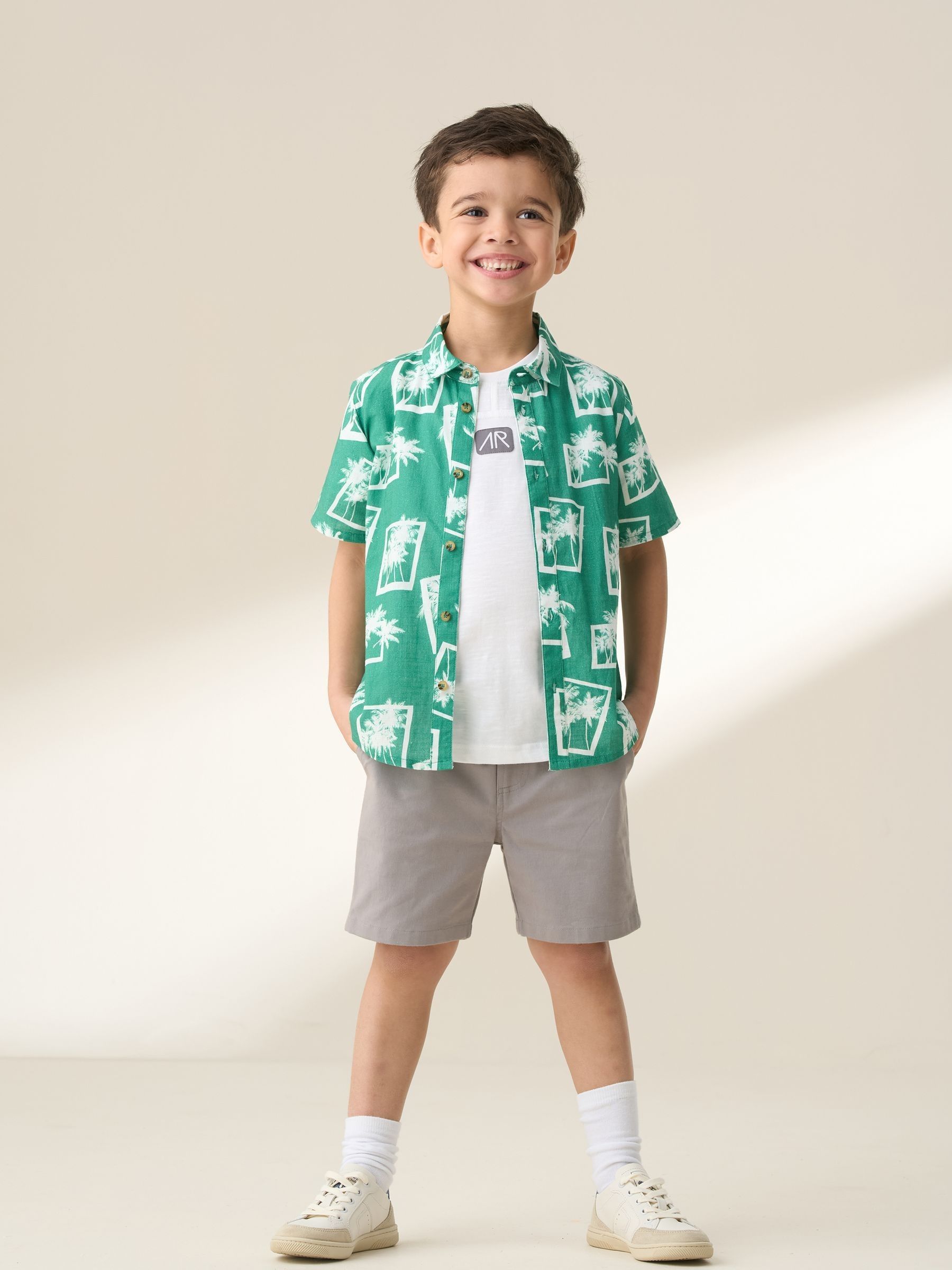 Buy Angel & Rocket Green Jamie Palm Print Resort 100% Cotton Shirt from ...