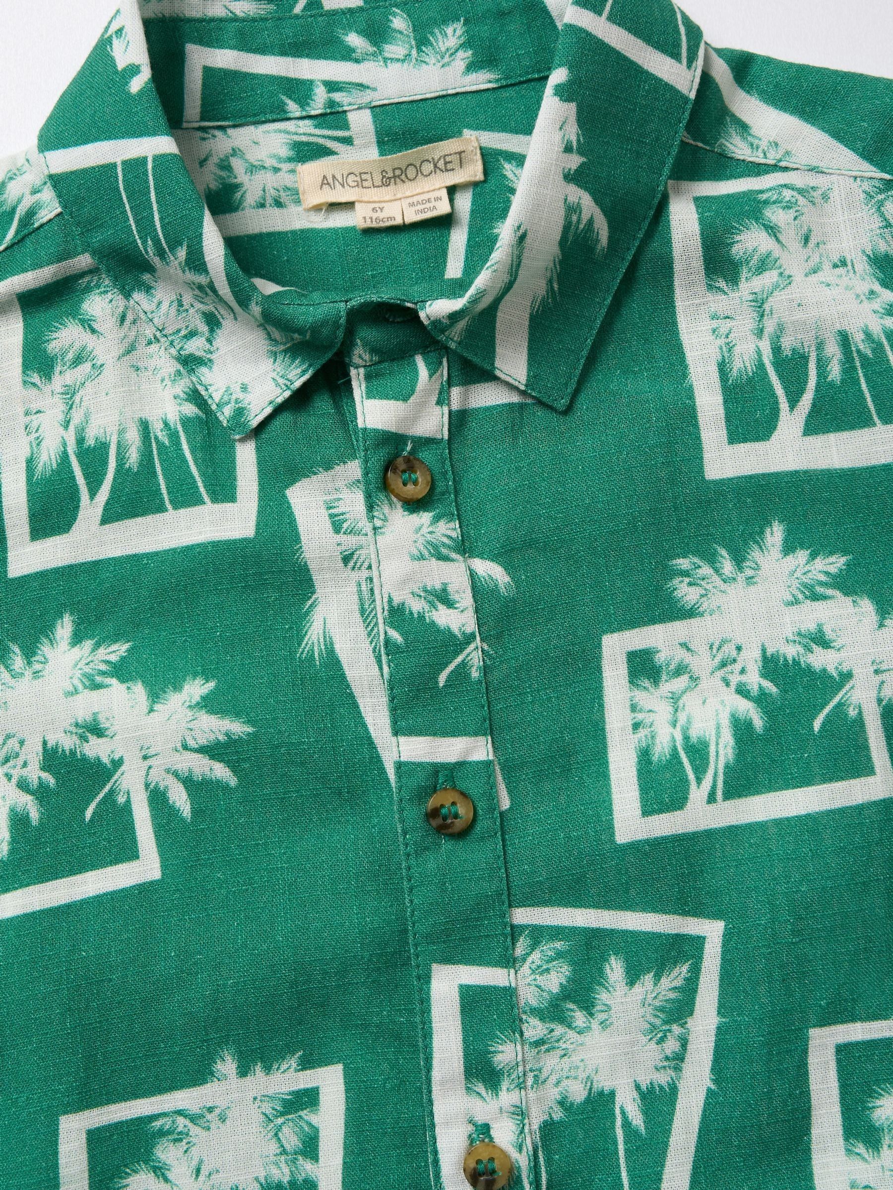 Buy Angel & Rocket Green Jamie Palm Print Resort 100% Cotton Shirt from ...