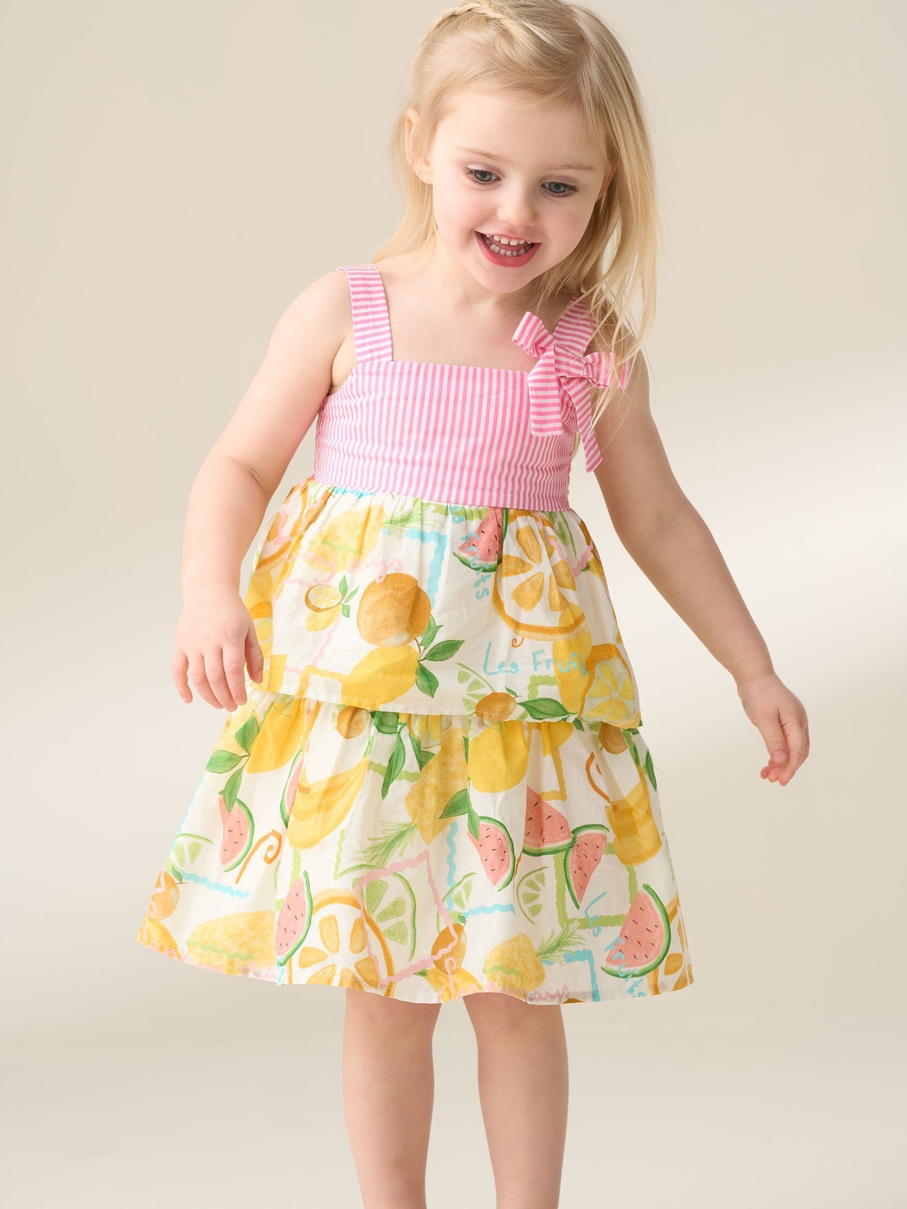 Buy Angel & Rocket Pink Lydia Multi Tiered Fruit 100% Cotton Sundress ...