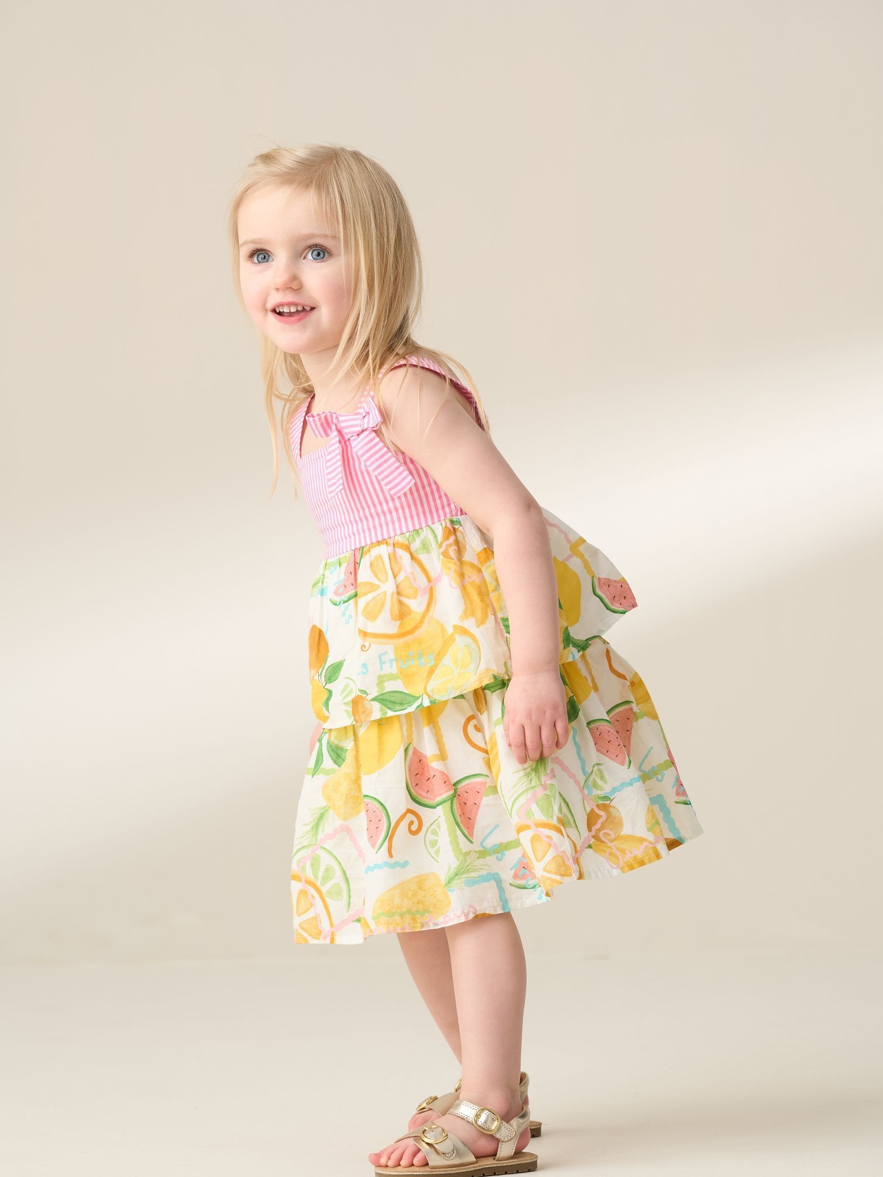 Buy Angel & Rocket Pink Lydia Multi Tiered Fruit 100% Cotton Sundress ...