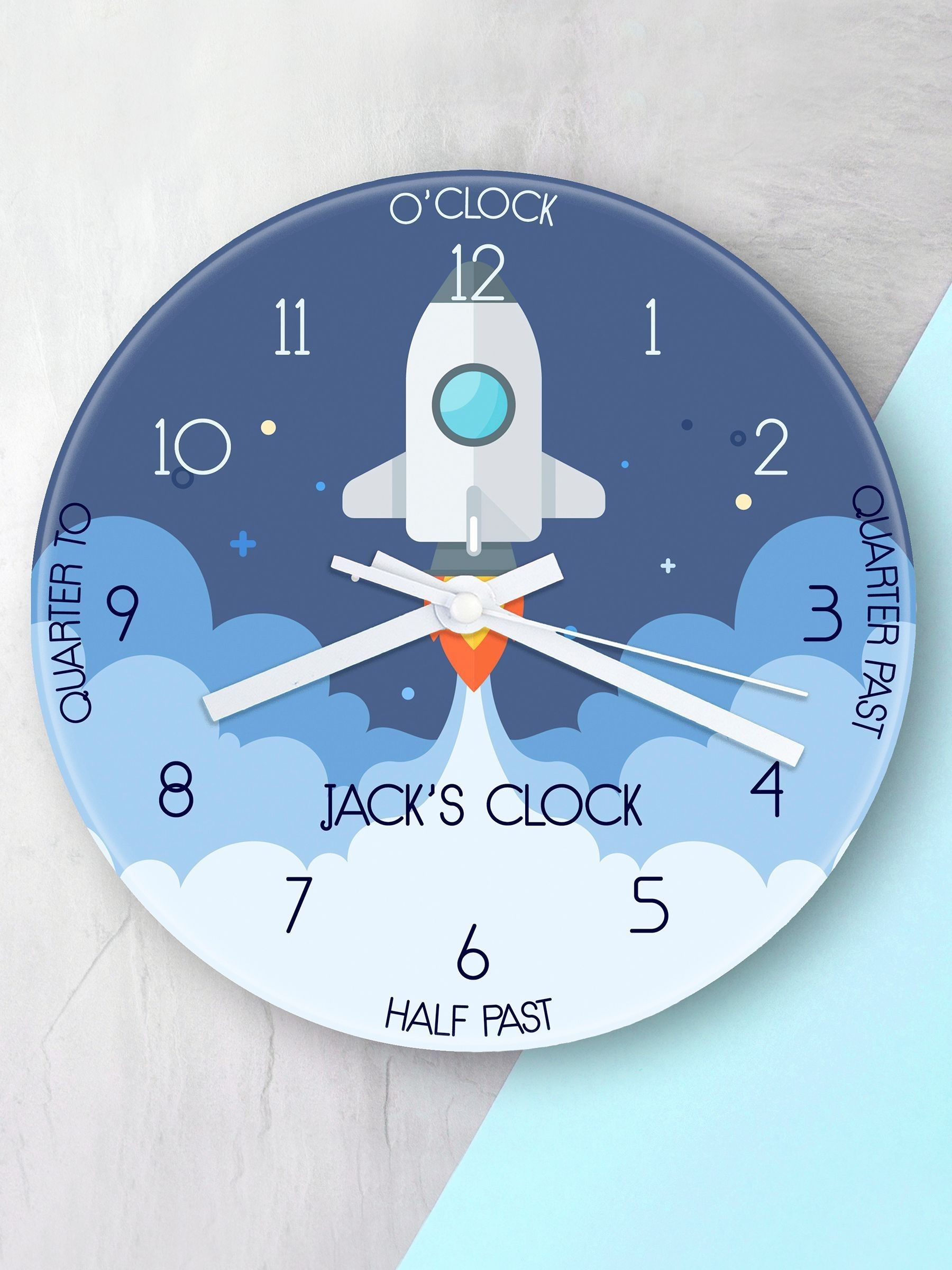 Buy Treat Republic Personalised Small Kids Space Shuttle Glass Clock ...