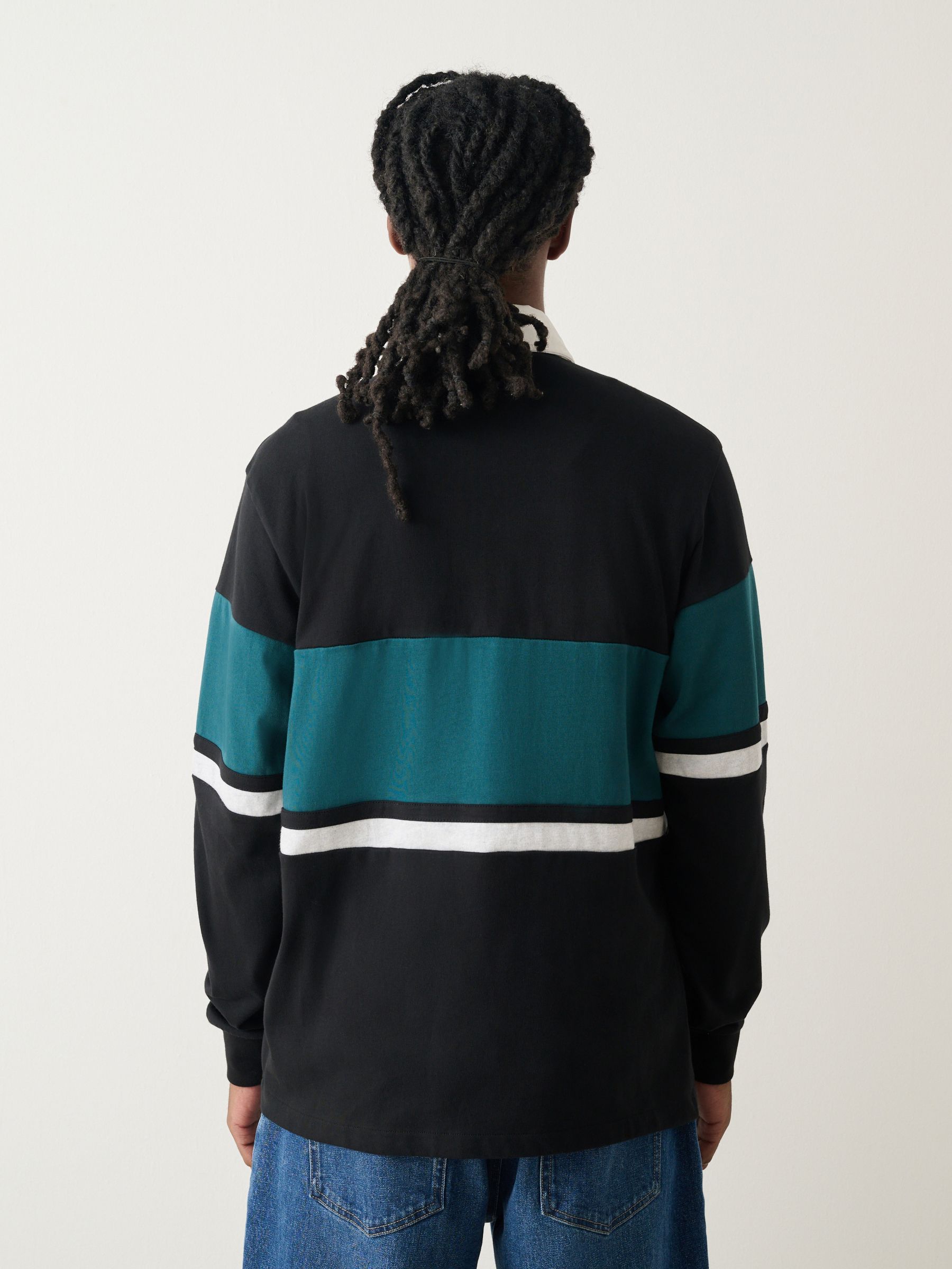Buy Black/Teal Blue Block Rugby Shirt from Next South Africa