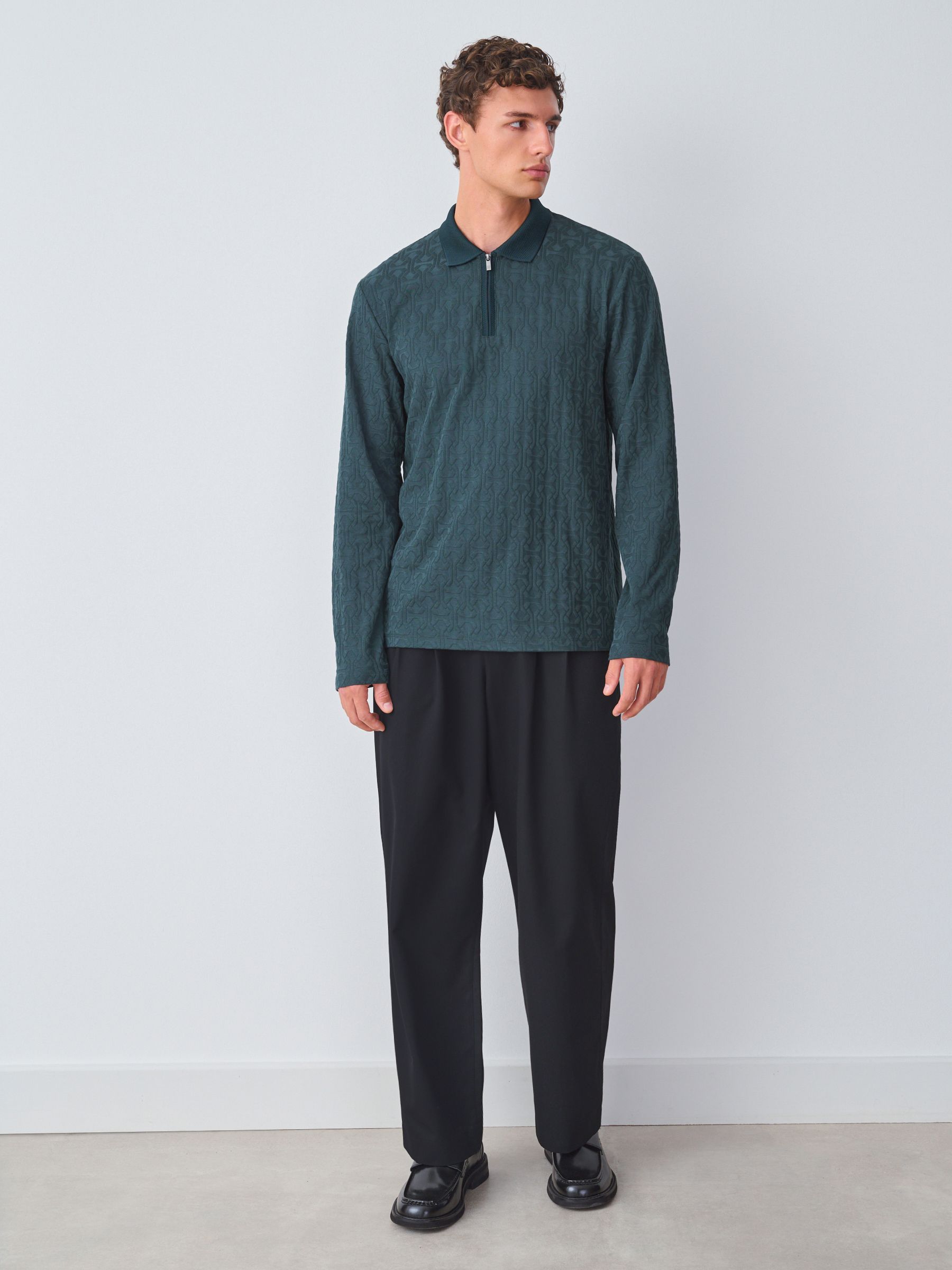 Buy Green Smart Quarter Zip Polo Shirt from the Next UK online shop