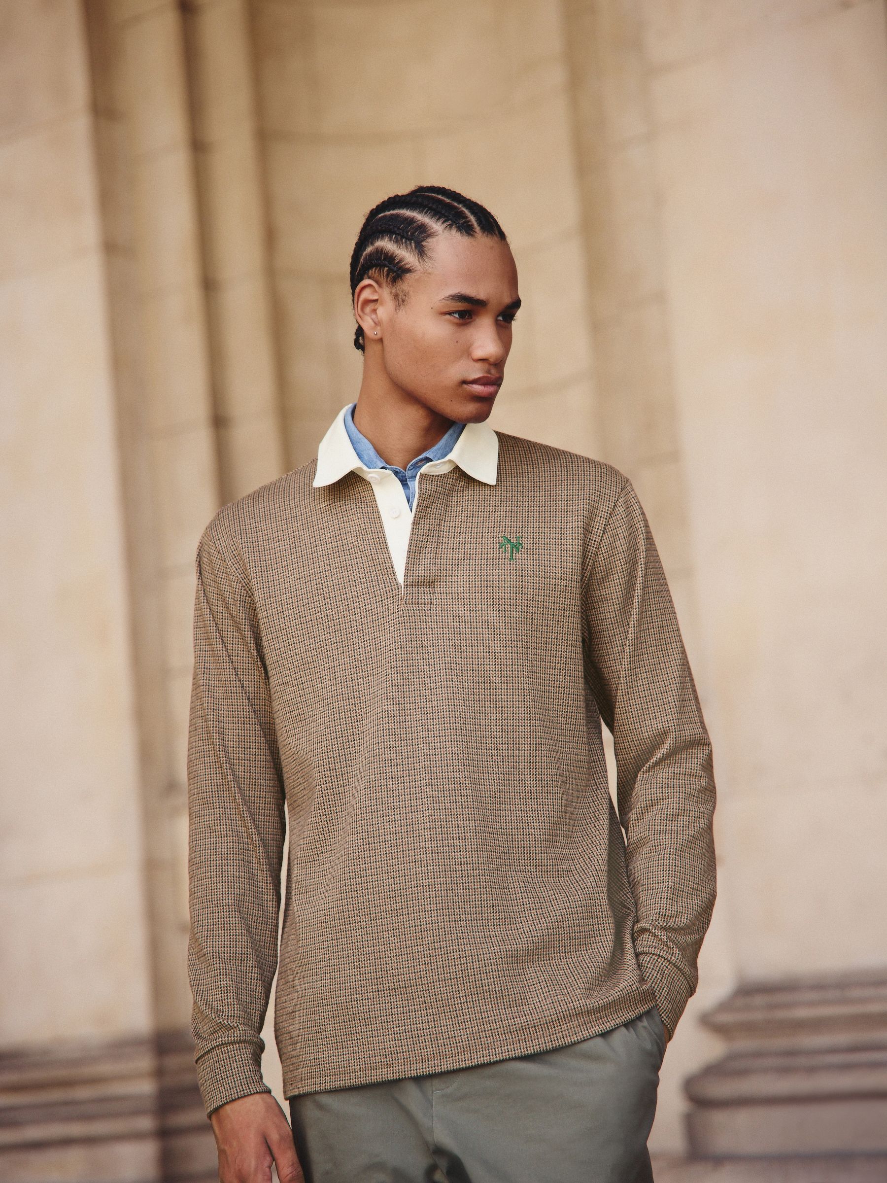 Buy Tan Brown Puppytooth Rugby Shirt from the Next UK online shop