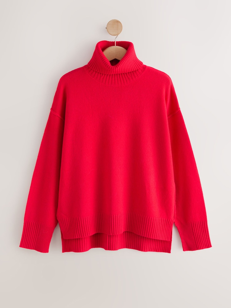 Buy Cherry Red 100% Merino Wool N. Premium Roll Neck Jumper from Next ...