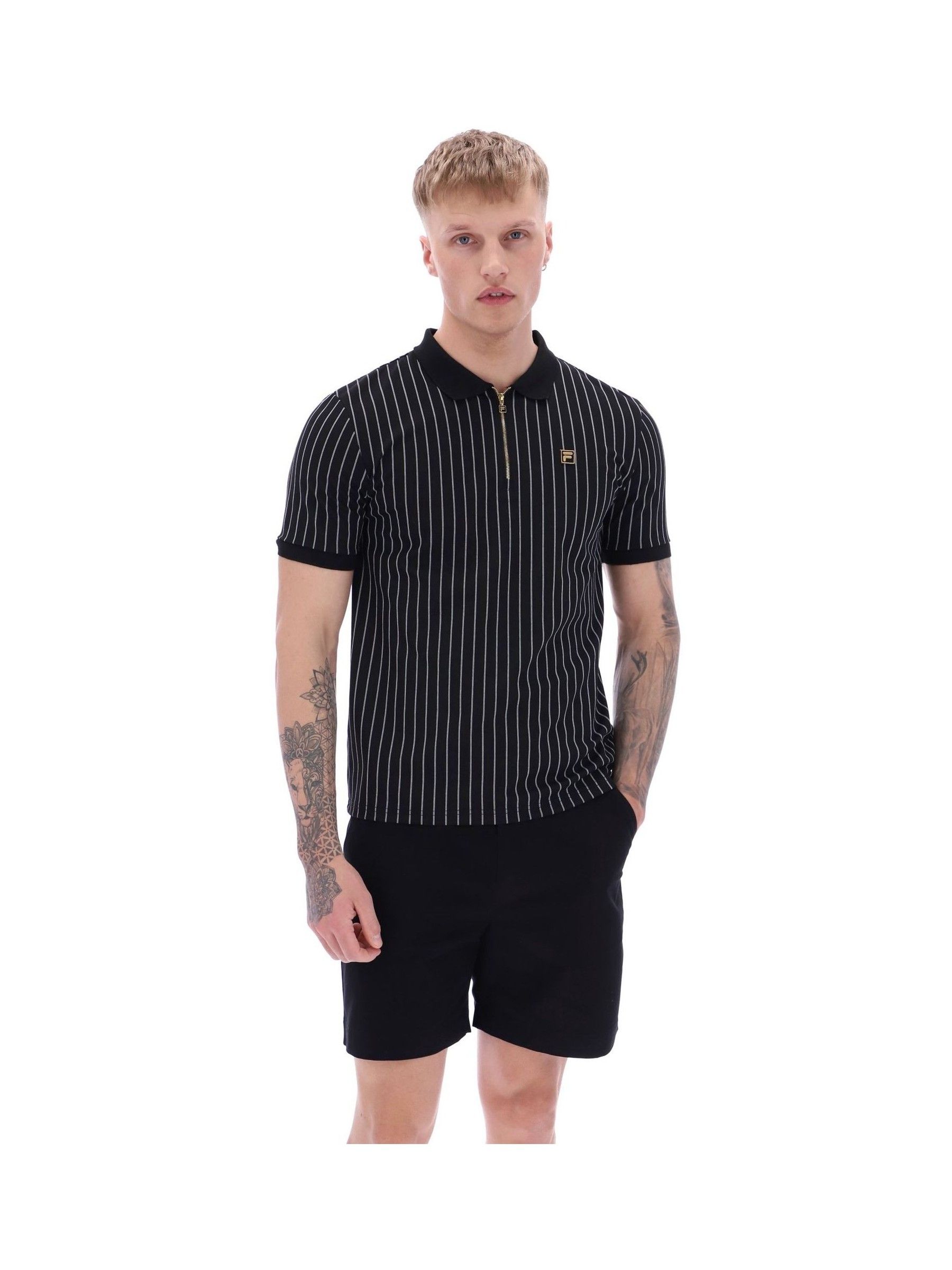 Buy Fila Black Patton Jacquard Stripe 100% Cotton Polo Shirt from the ...