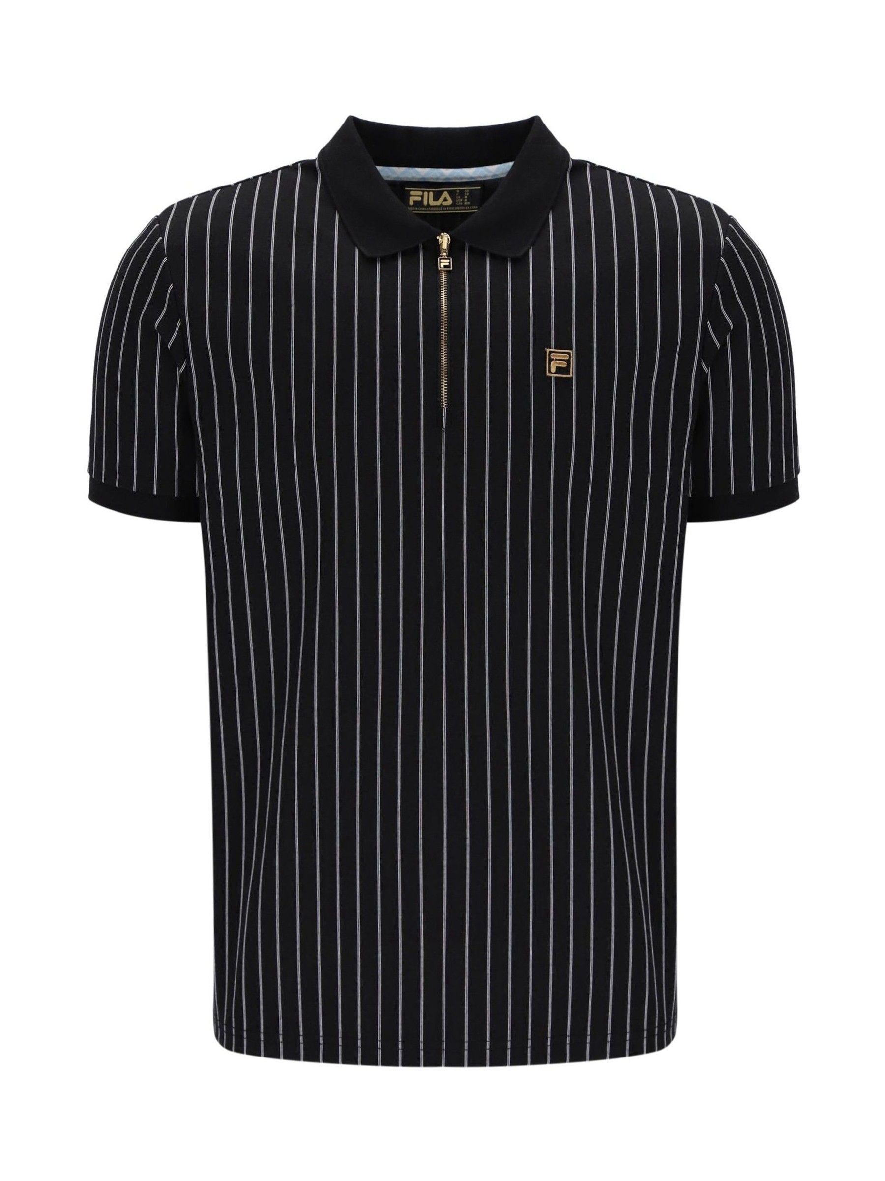 Buy Fila Black Patton Jacquard Stripe 100% Cotton Polo Shirt from the ...