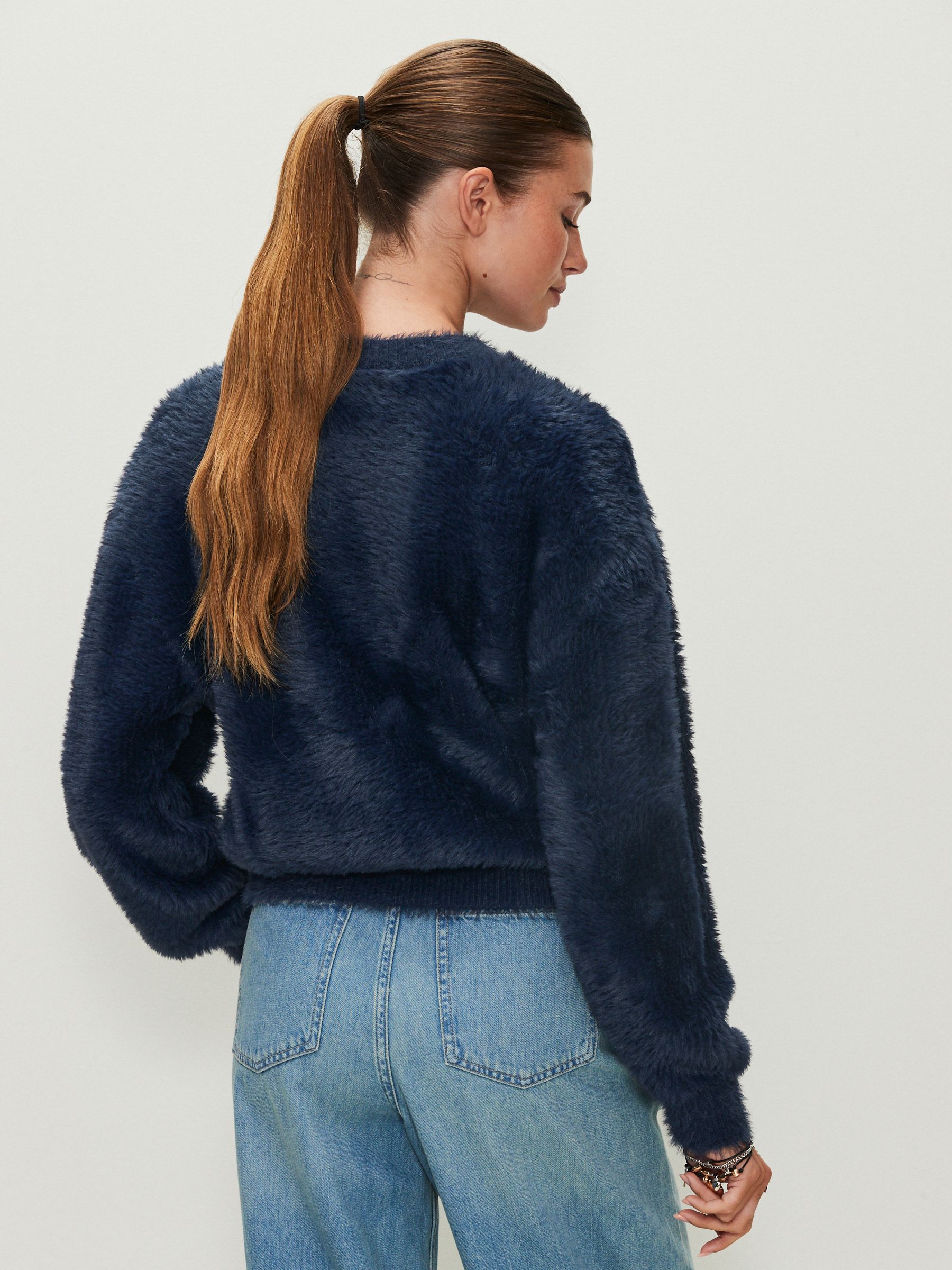 Buy Navy Blue Teddy Bear Texture Crew Neck Jumper from Next Belgium