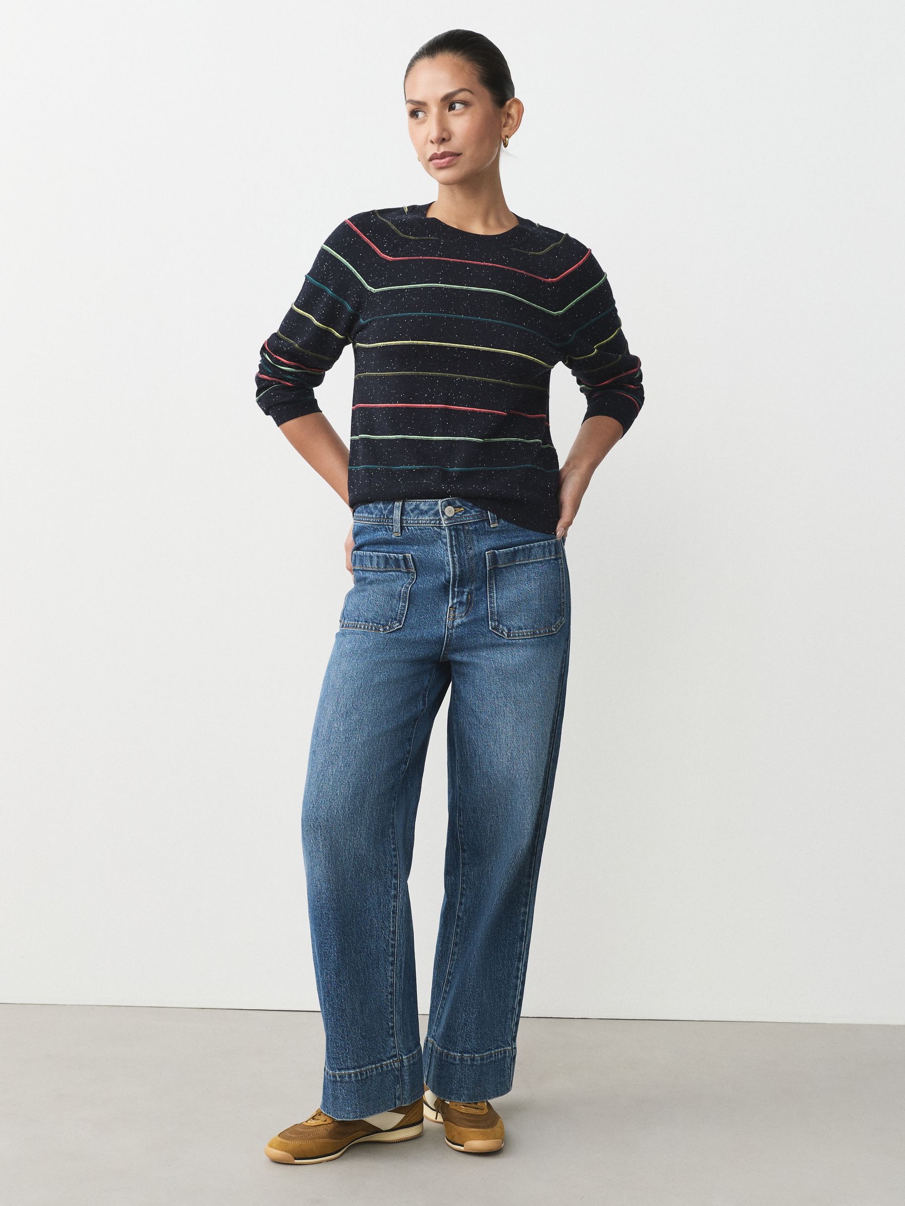 Buy Rainbow Stripe Soft Touch Crew Neck Cotton Rich Jumper from Next China