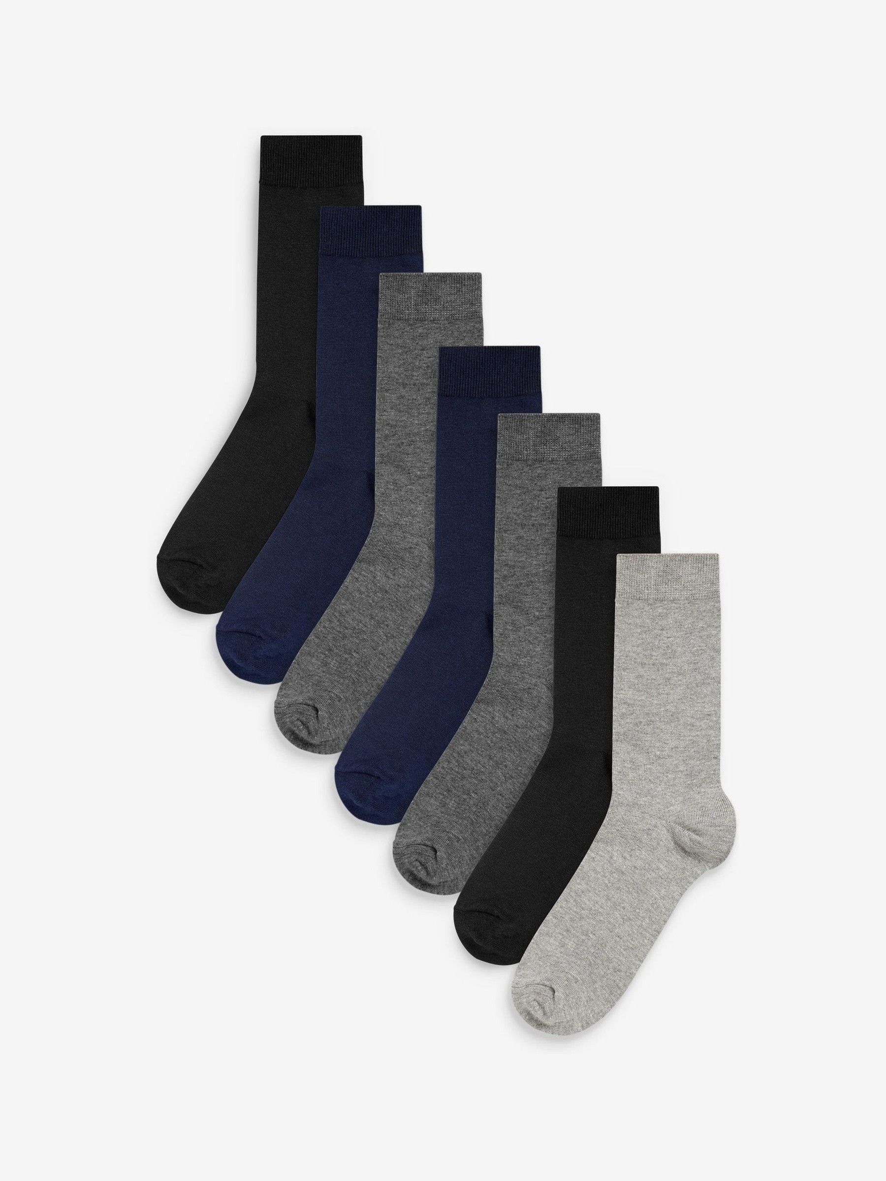 Buy Navy Blue/Grey/Black 7 Pack Mens Cotton Rich Socks from the Next UK ...